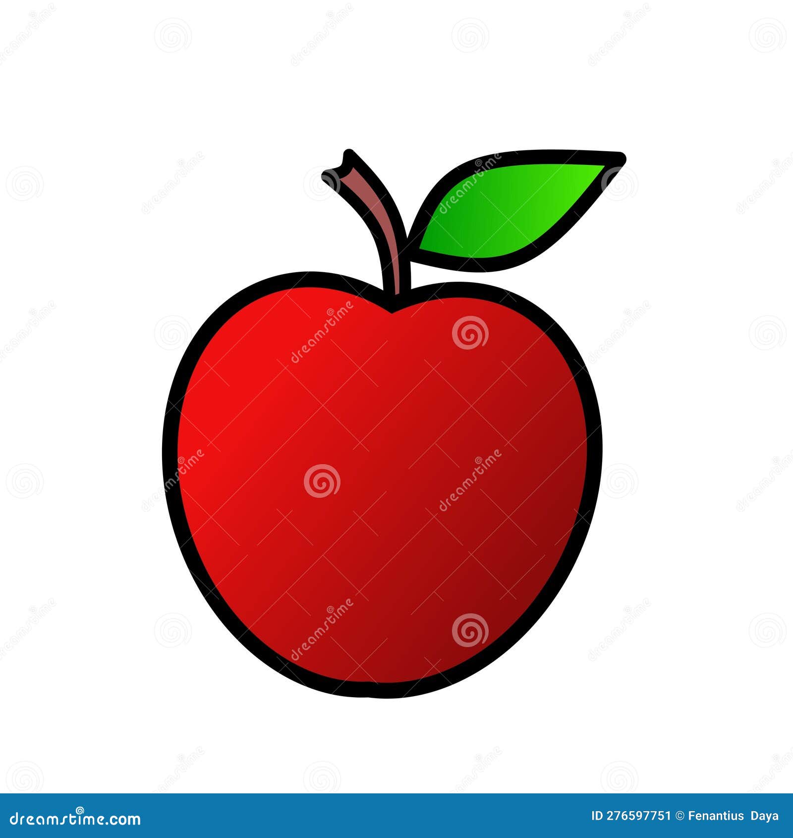 Red Apple With Green Leaf Flat Design Vector Icon Stock Vector