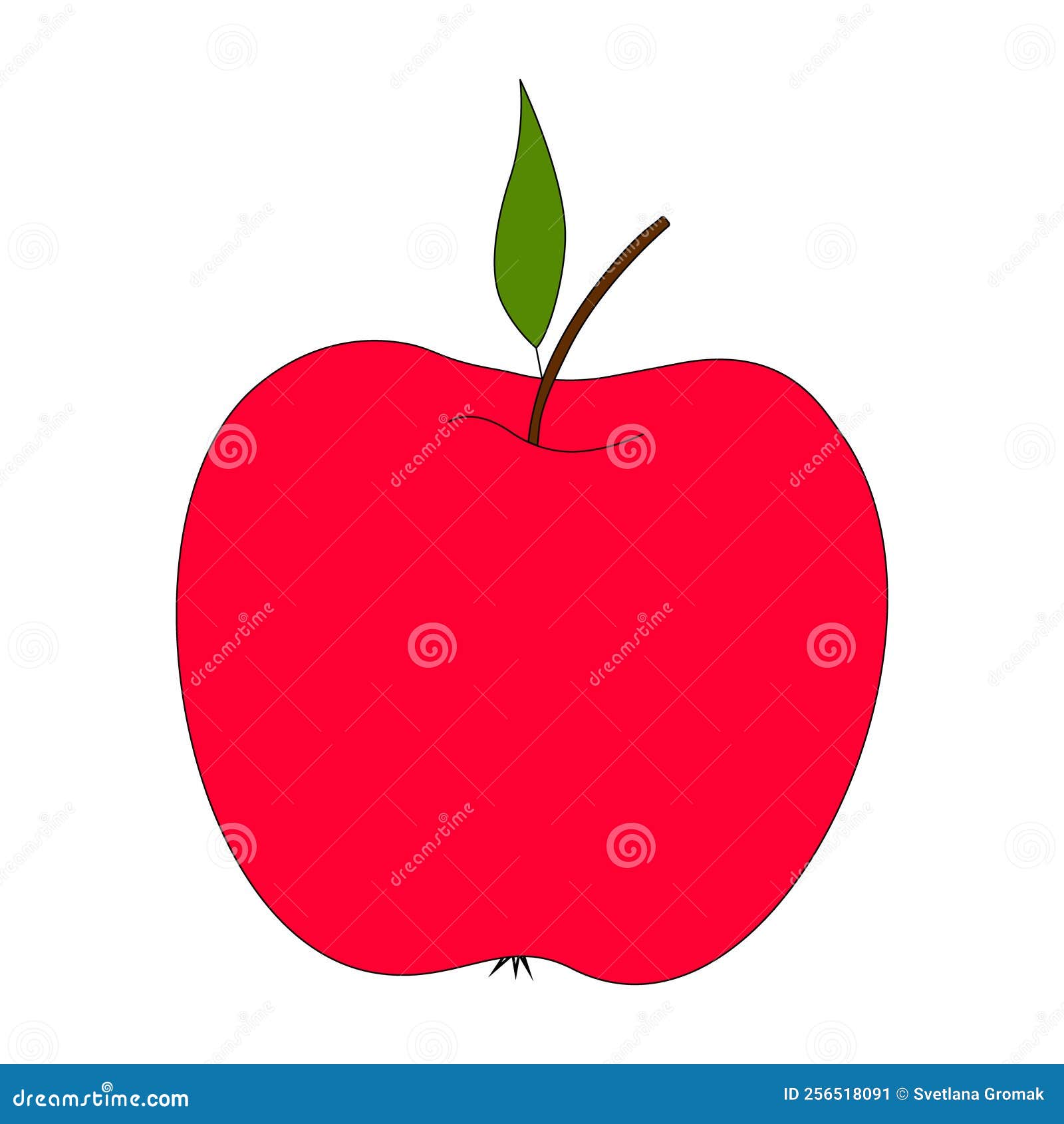 A Red Apple With A Green Leaf An Isolated Apple On A White Background