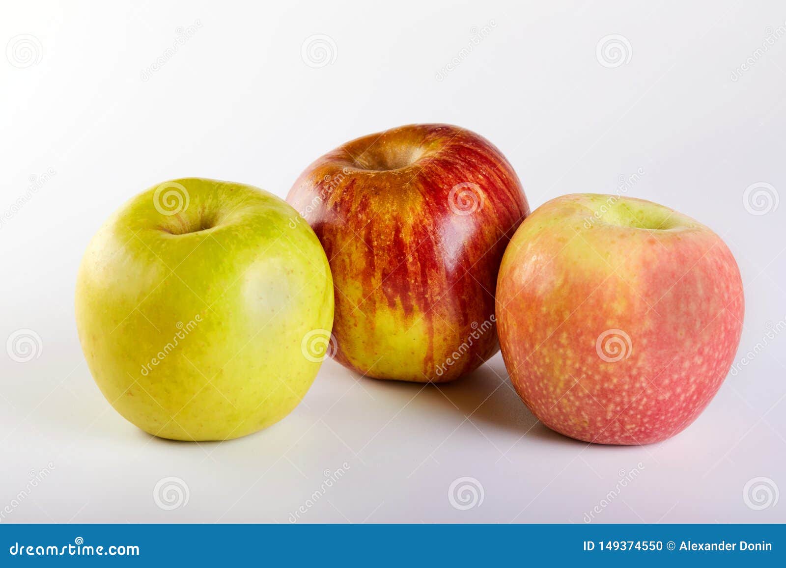 Red Apple, Green and Pink Apples Isolated on White Stock Photo - Image ...