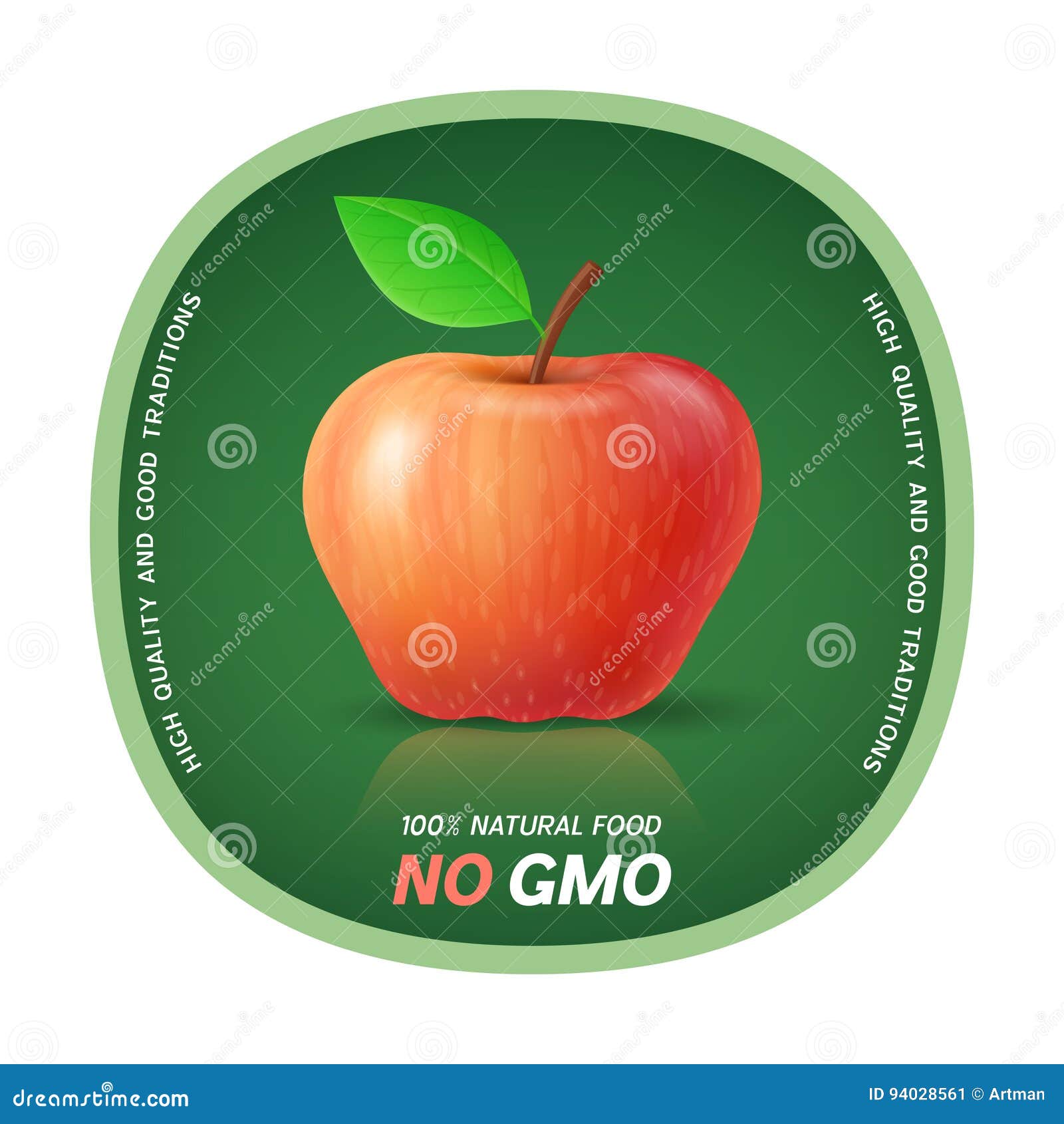 Red apple on green sticker stock vector. Illustration of apples - 94028561