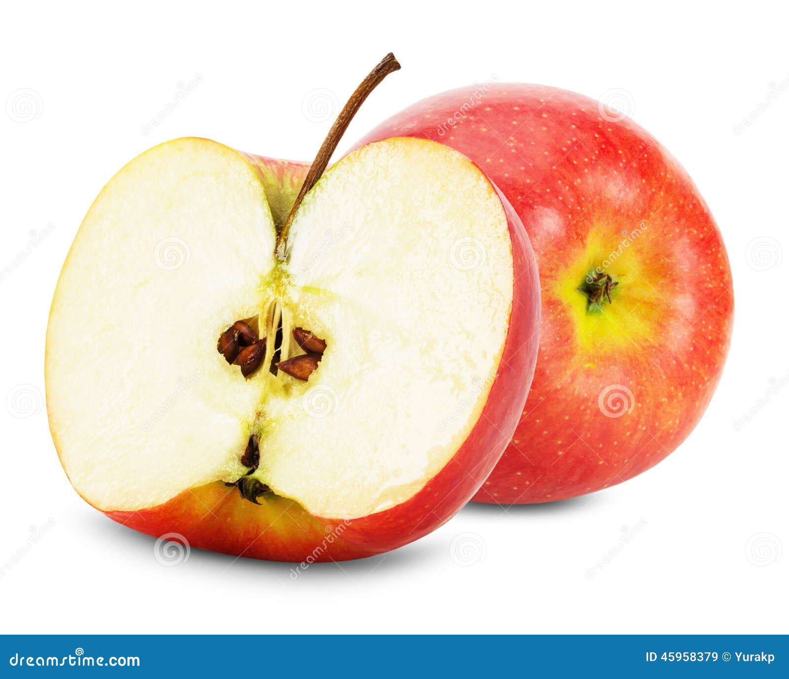 Red Apple and Half of Apple on the White Background Stock Image - Image ...