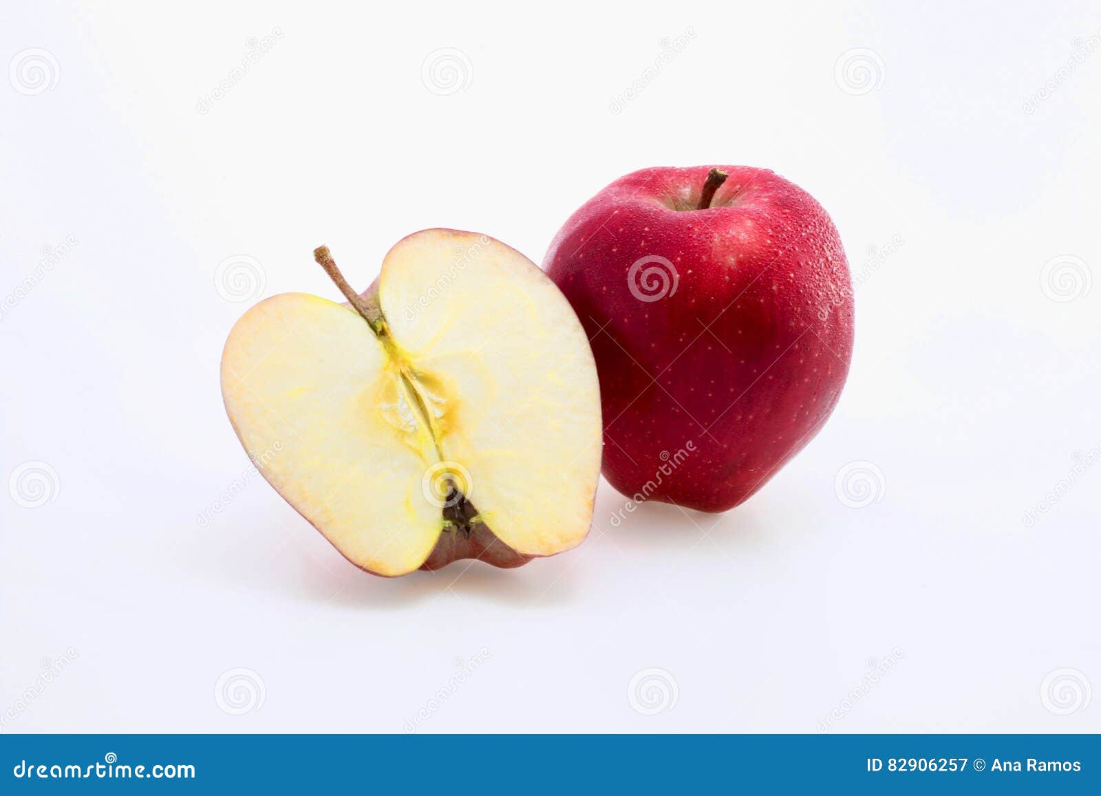 Red Apple and a Half Close-up Stock Image - Image of diet, freshness ...