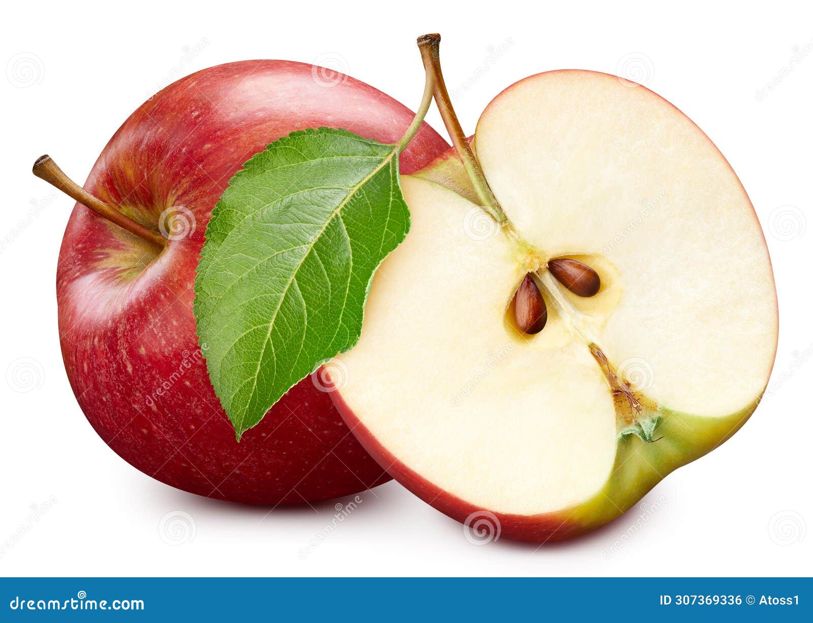 Red Apple Half Isolated on White Background Stock Photo - Image of ...