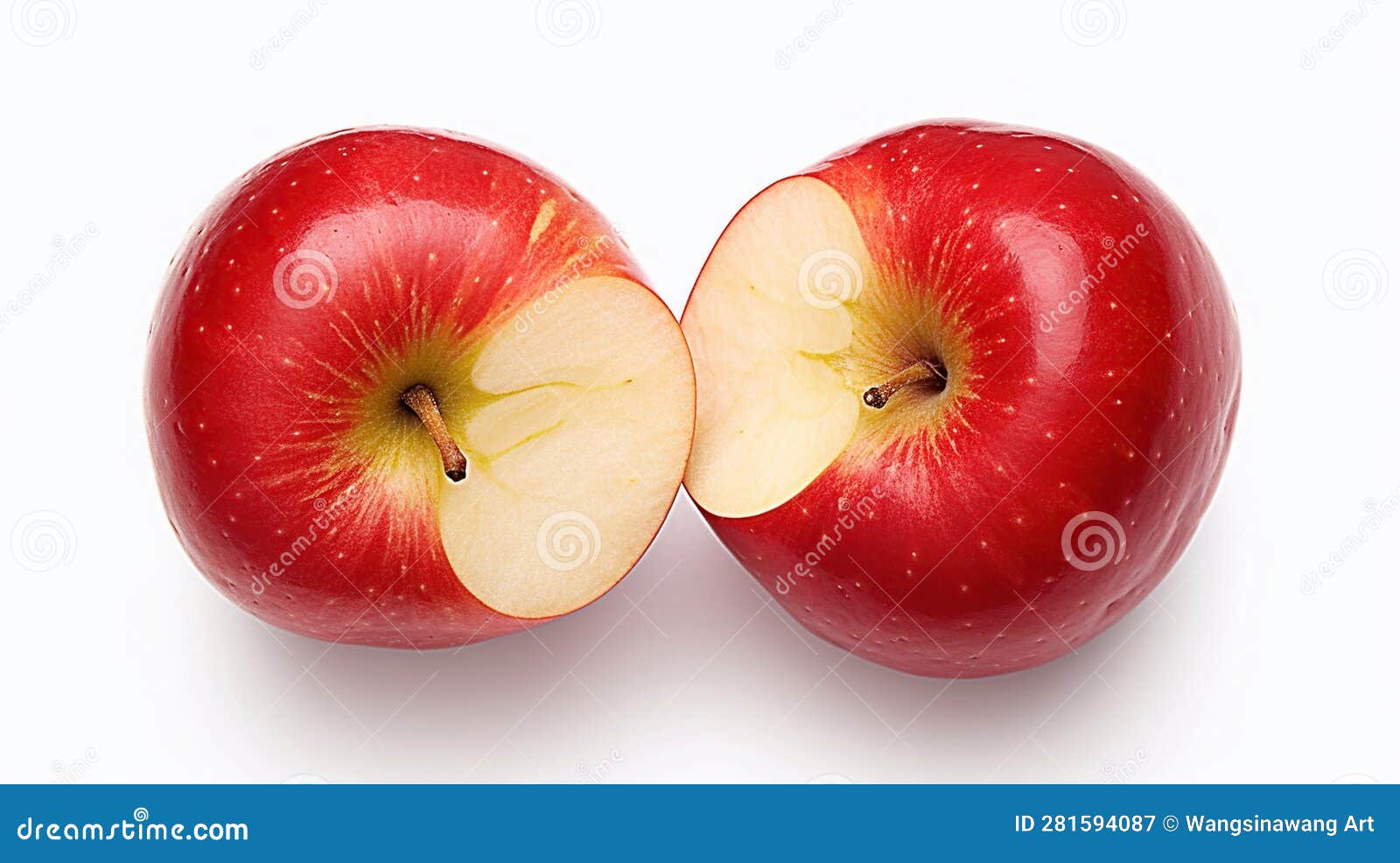 Red Apple with Half Isolated on White Background Generative AI Stock ...