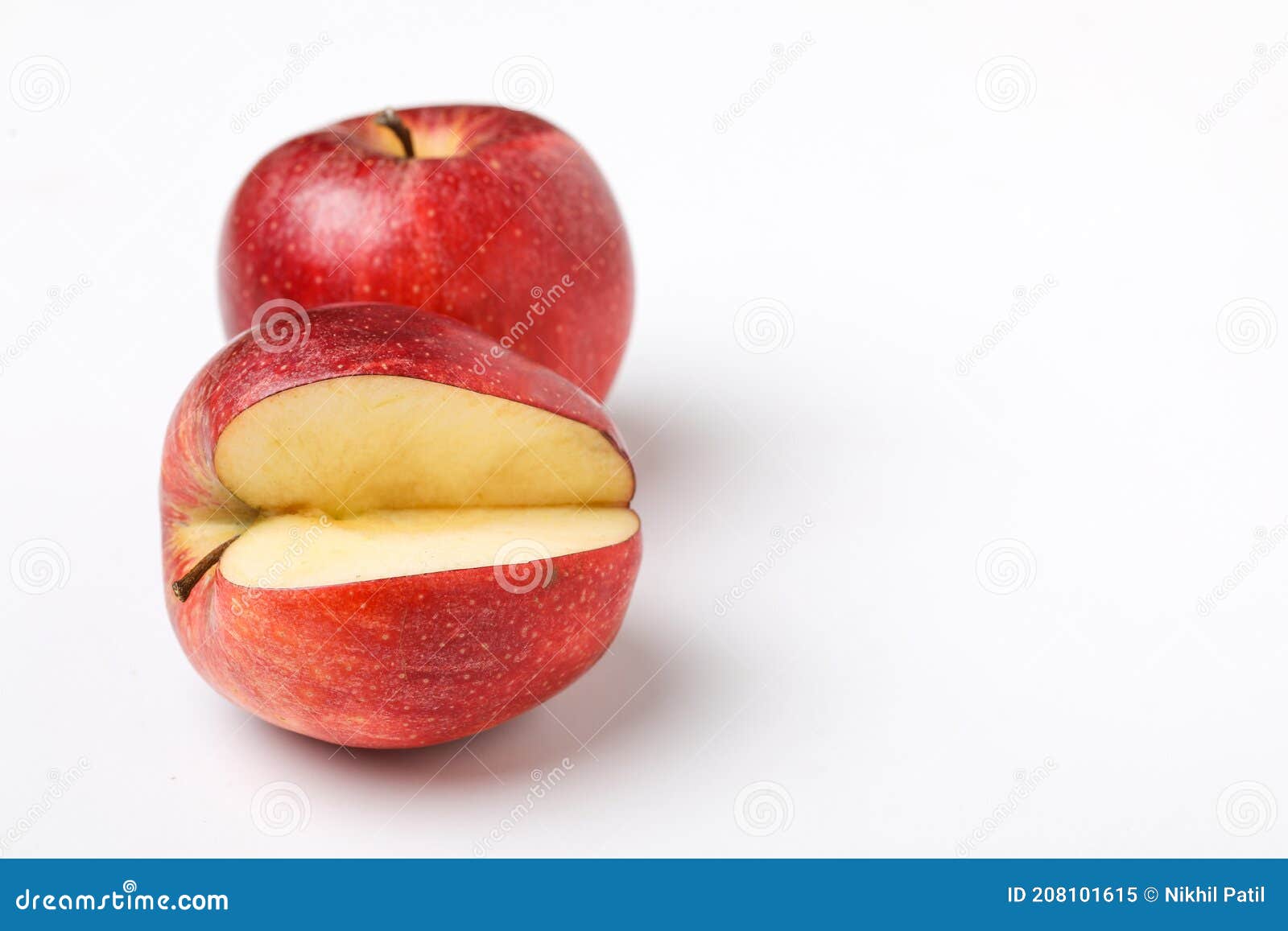 Red Apple with Half Slice on White Background Stock Image - Image of ...