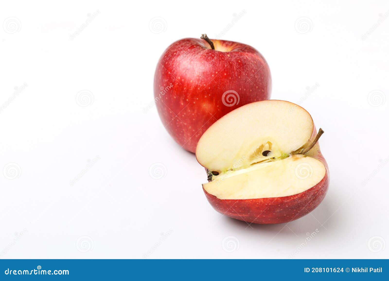 Red Apple with Half Slice on White Background Stock Photo - Image of ...