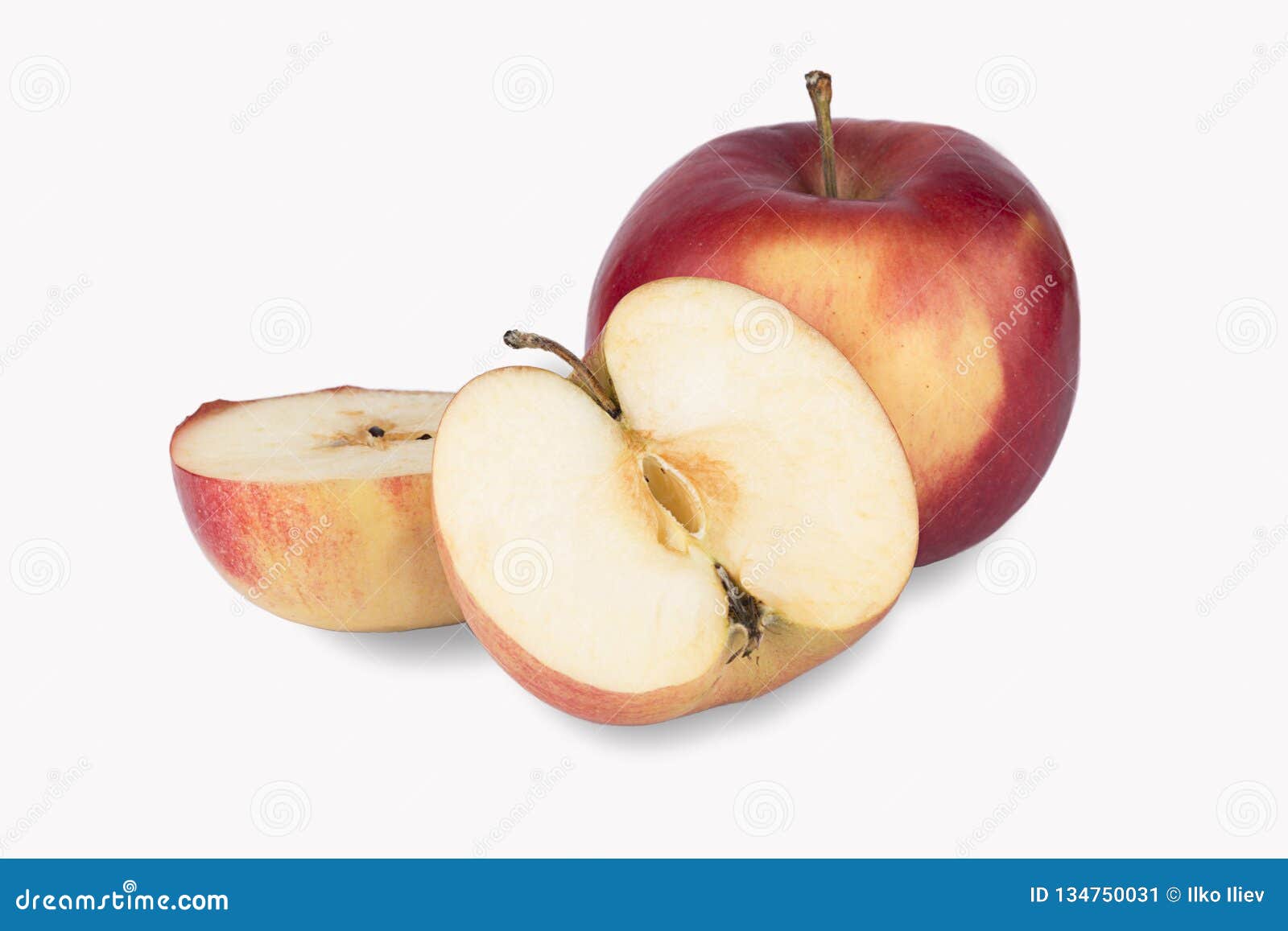 Red Apple and Half on White Stock Image - Image of healthy, sliced ...