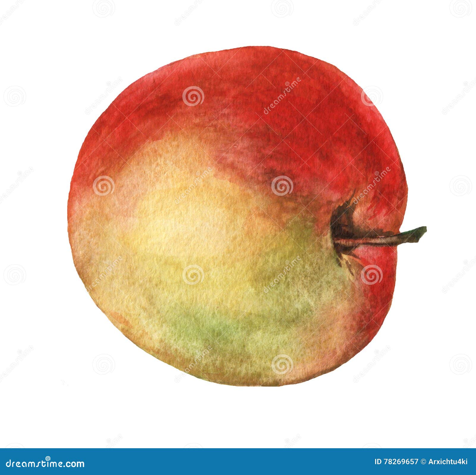 Red Apple Hand Drawn Illustration Set With Lettering Isolated On White