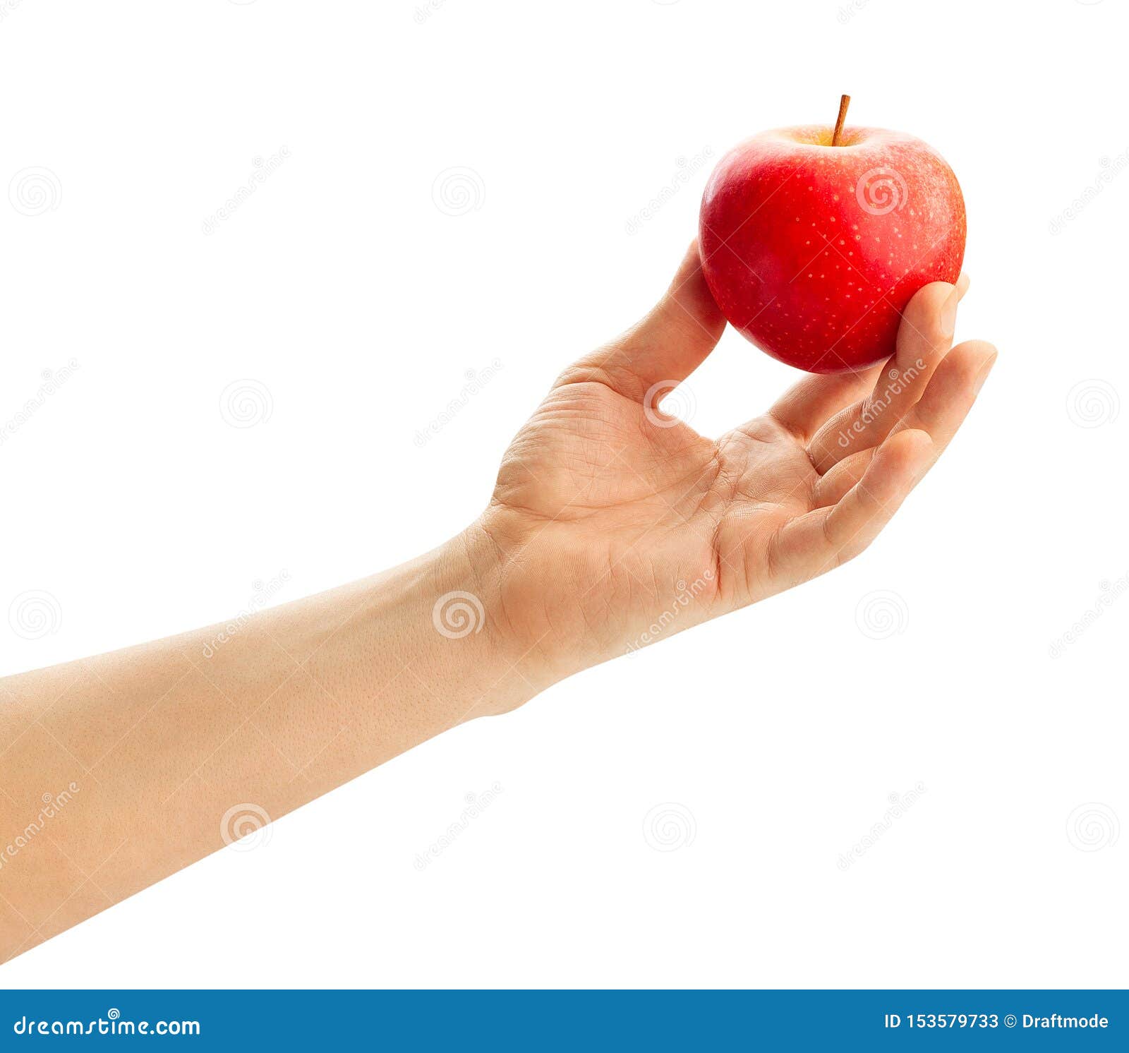 Red apple in hand stock image. Image of closeup, fresh - 153579733