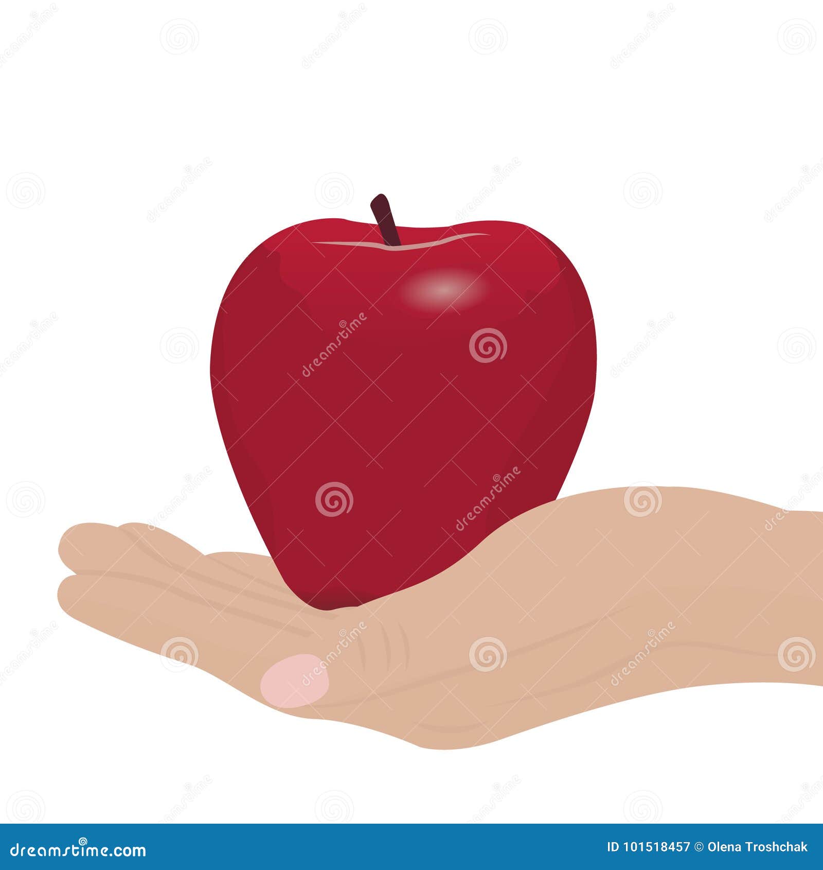 A red apple in a hand stock vector. Illustration of delicious - 101518457