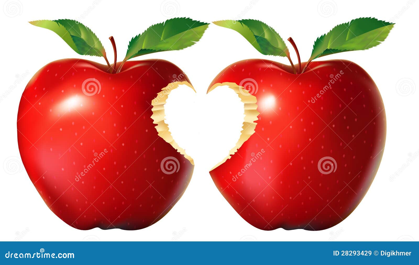 Red apple with heart bite stock illustration. Illustration of heart ...
