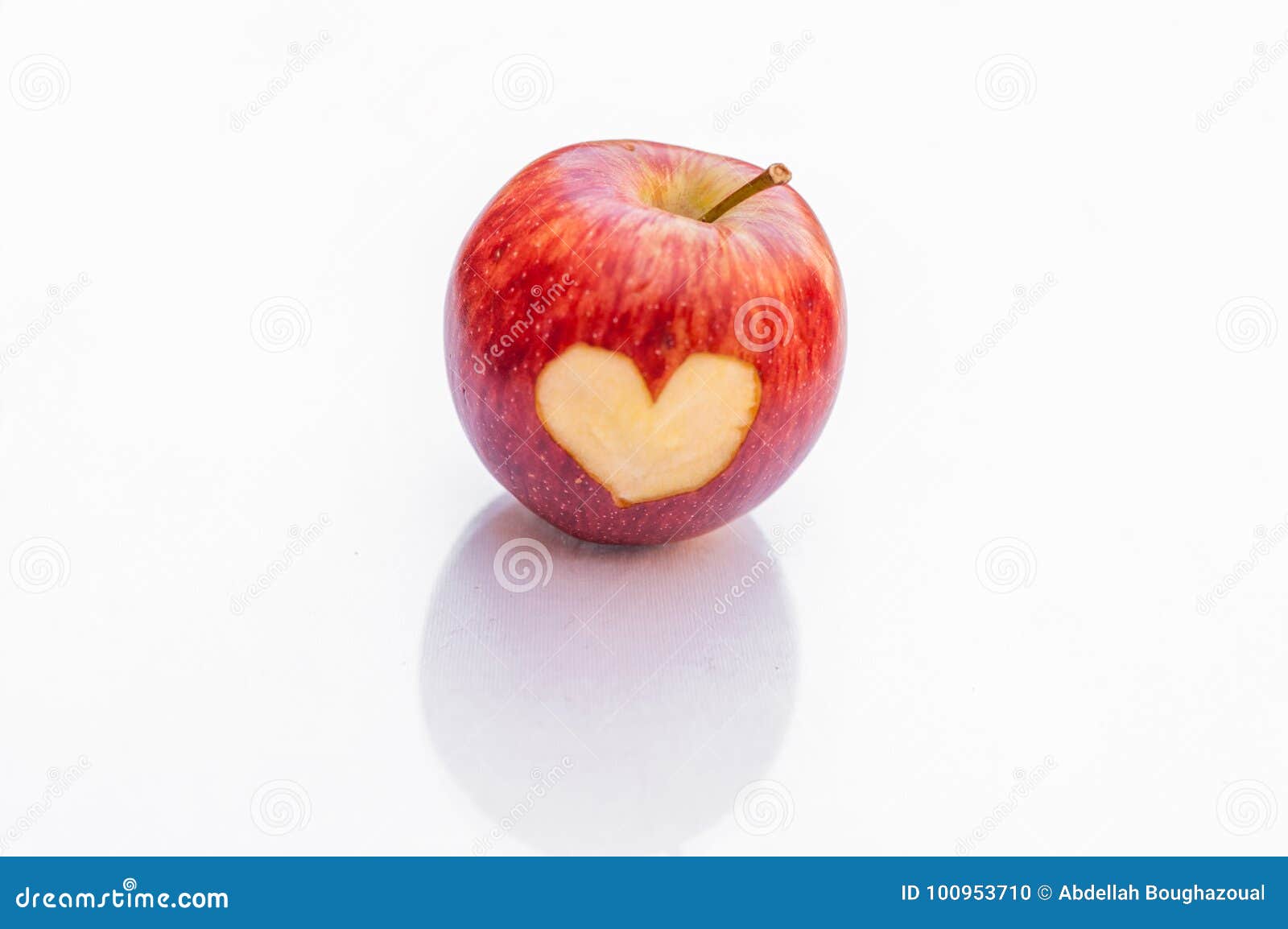 Red Apple, heart stock photo. Image of valentines, apple - 100953710