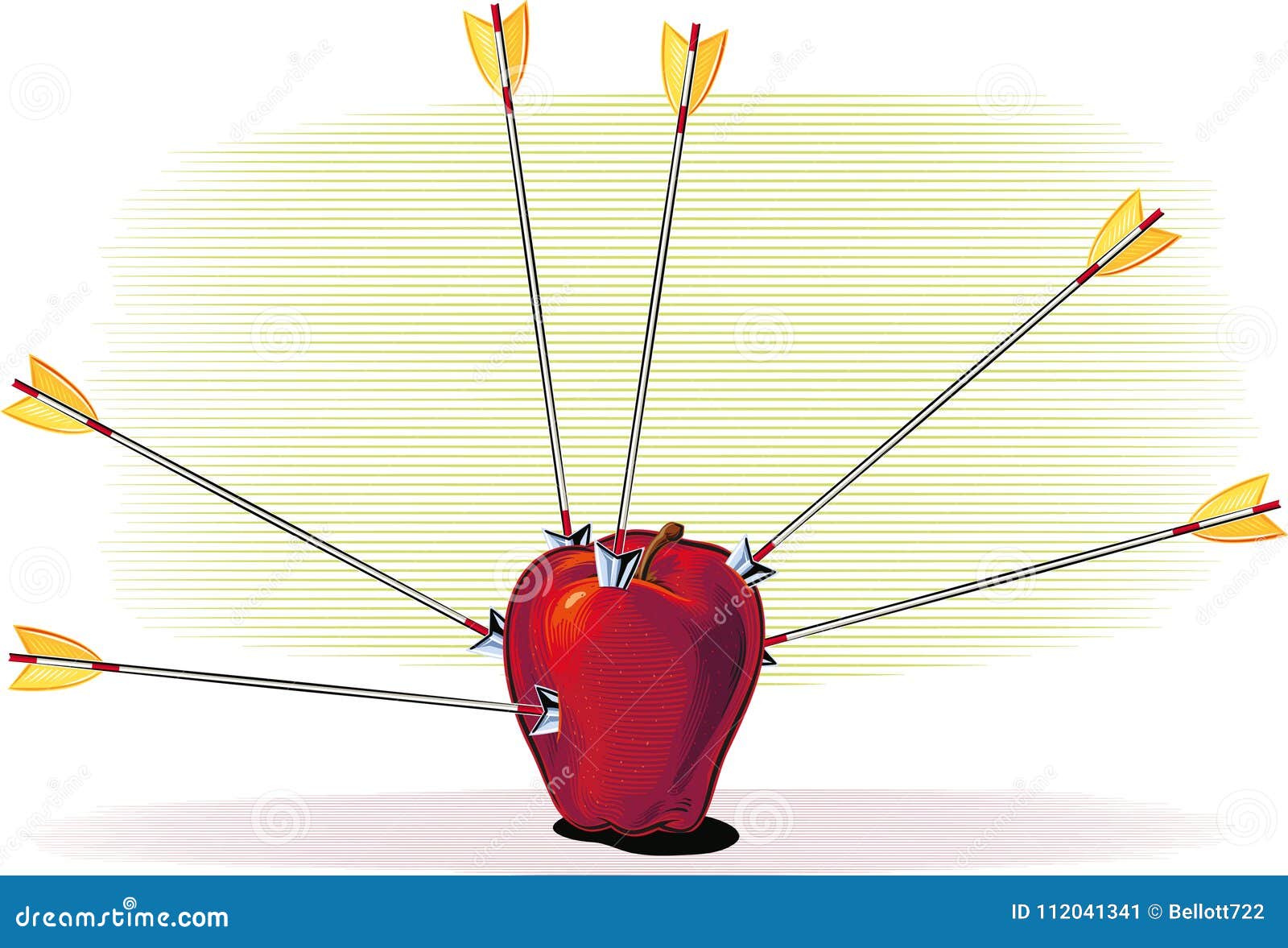 Red Apple hit by arrows. stock illustration. Illustration of health ...