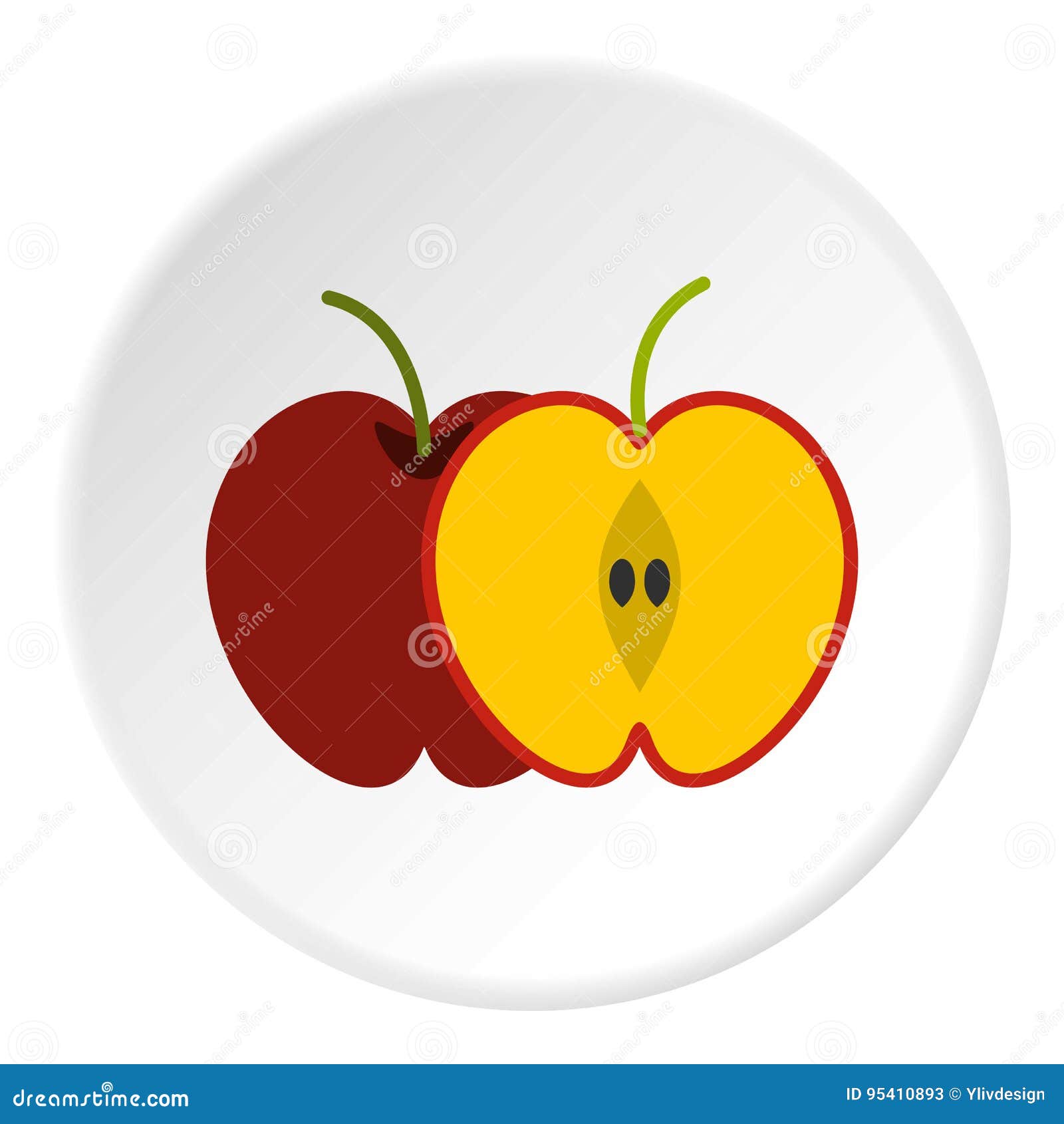 Red apple icon circle stock vector. Illustration of purity - 95410893