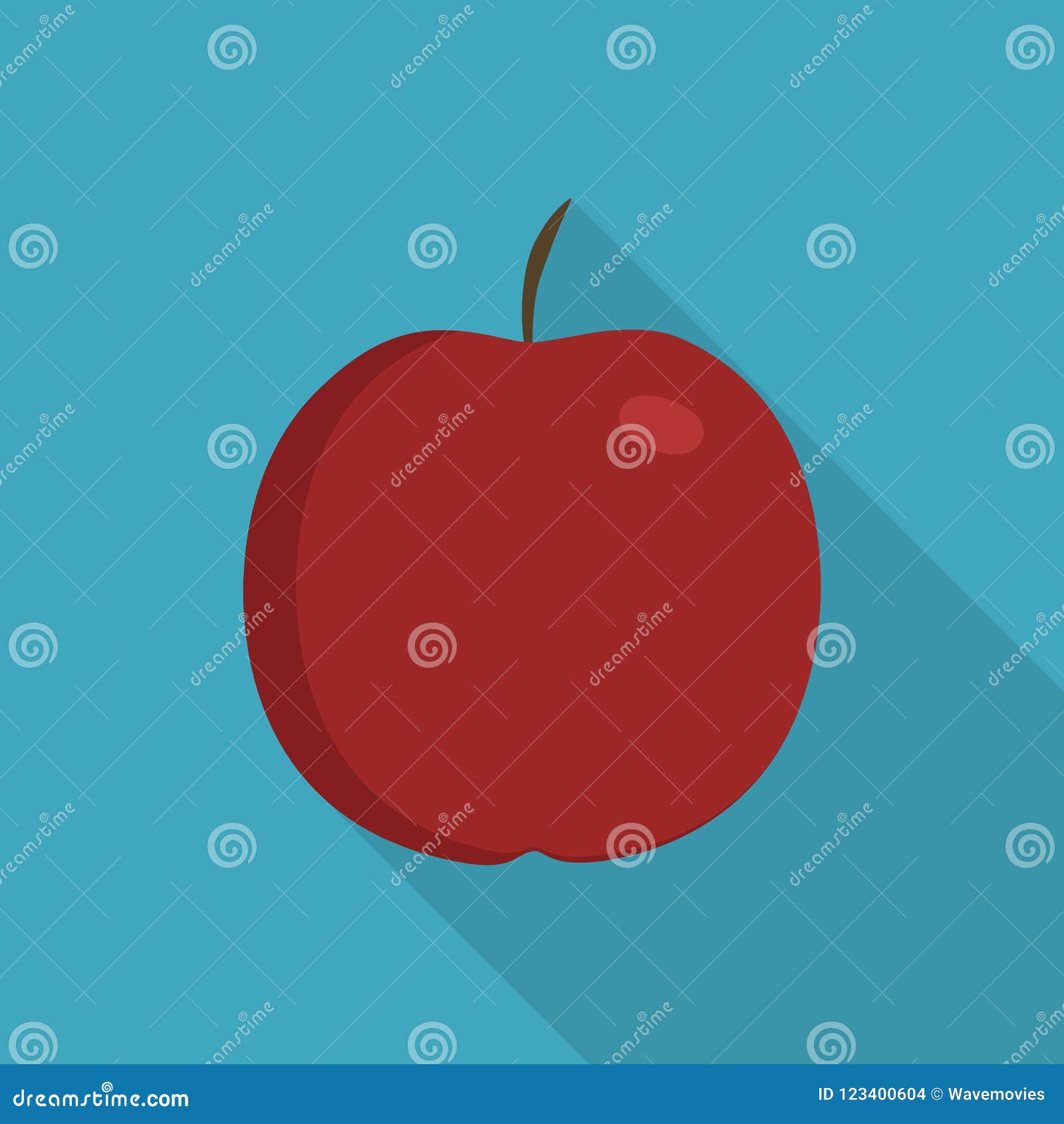 Red Apple Icon in Flat Long Shadow Design Stock Vector - Illustration ...
