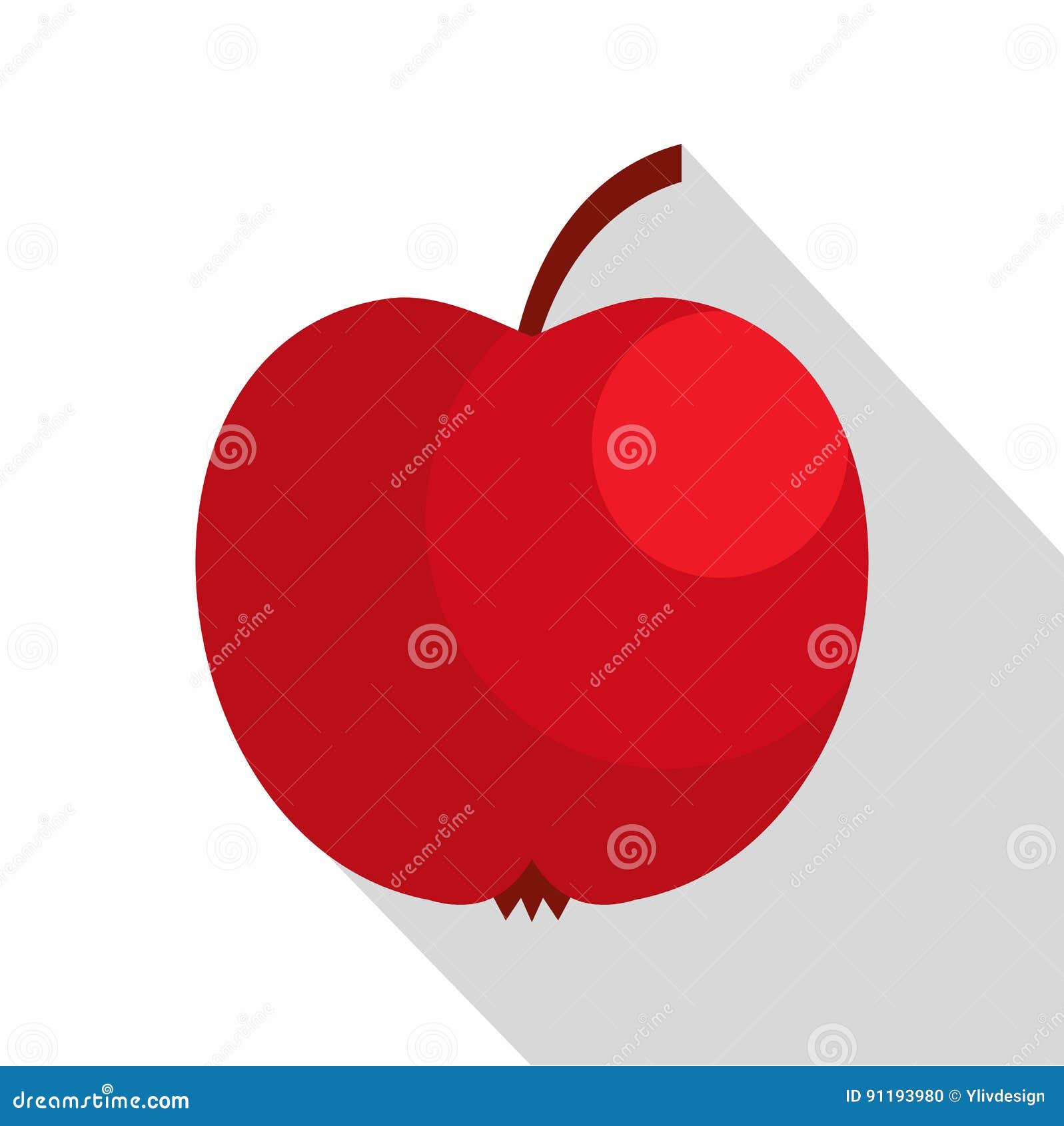 Red apple icon, flat style stock vector. Illustration of plant - 91193980
