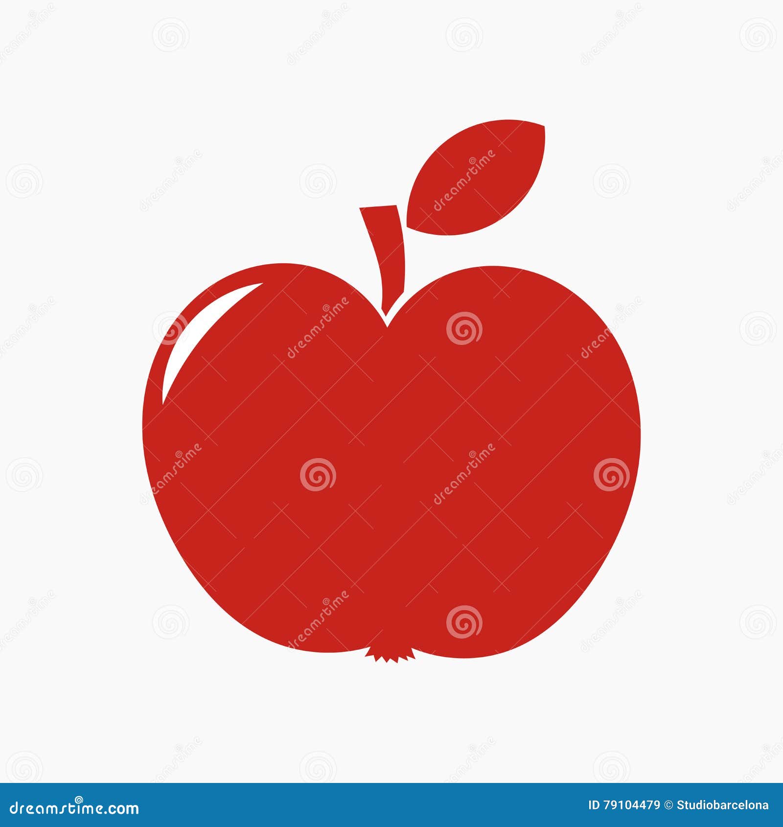 Red apple icon stock vector. Illustration of leaf, fruit - 79104479