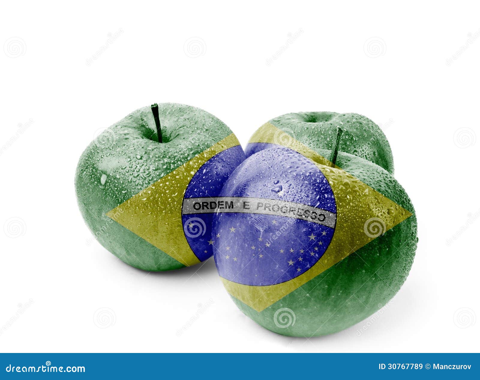 Red Apple Isolated with Brazil Flag Painted on. Stock Image - Image of ...