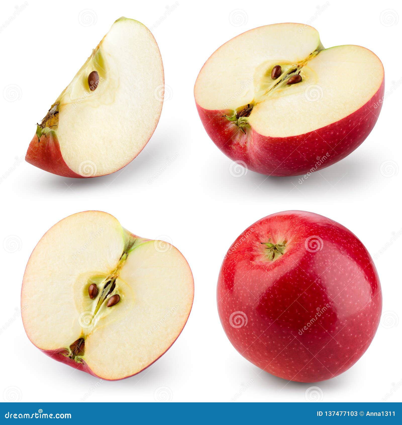 Red Apple on White. Collection. with Clipping Path Stock Image - Image ...