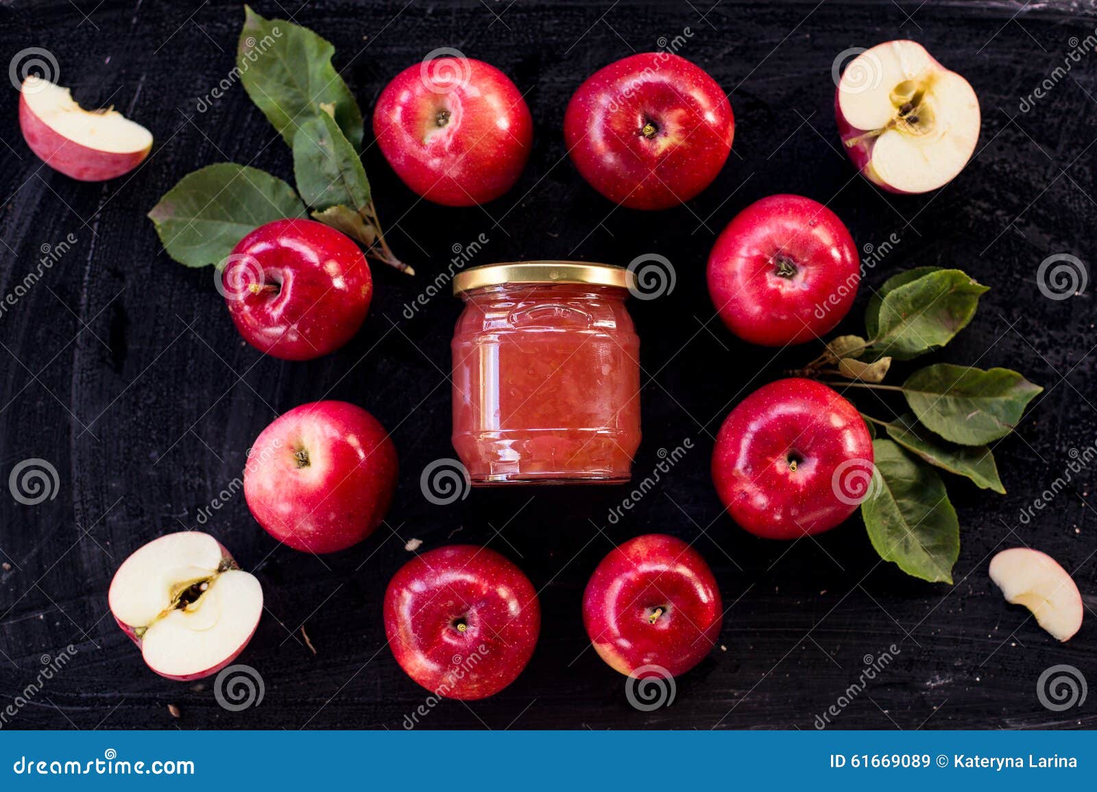Red Apple Jam Ingredient Top View Stock Image - Image of marmalade ...