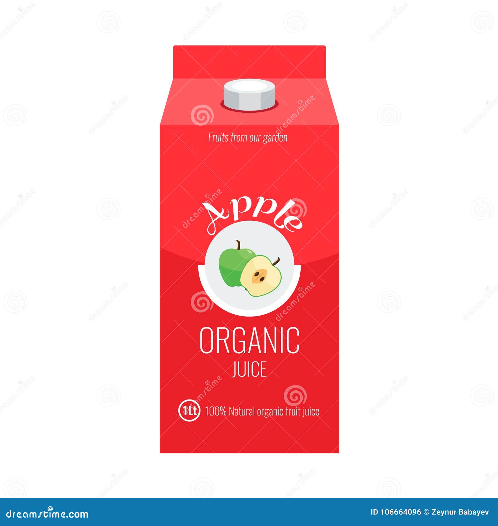 Red Apple Juice Box Package with Solid and Flat Color Design Style ...