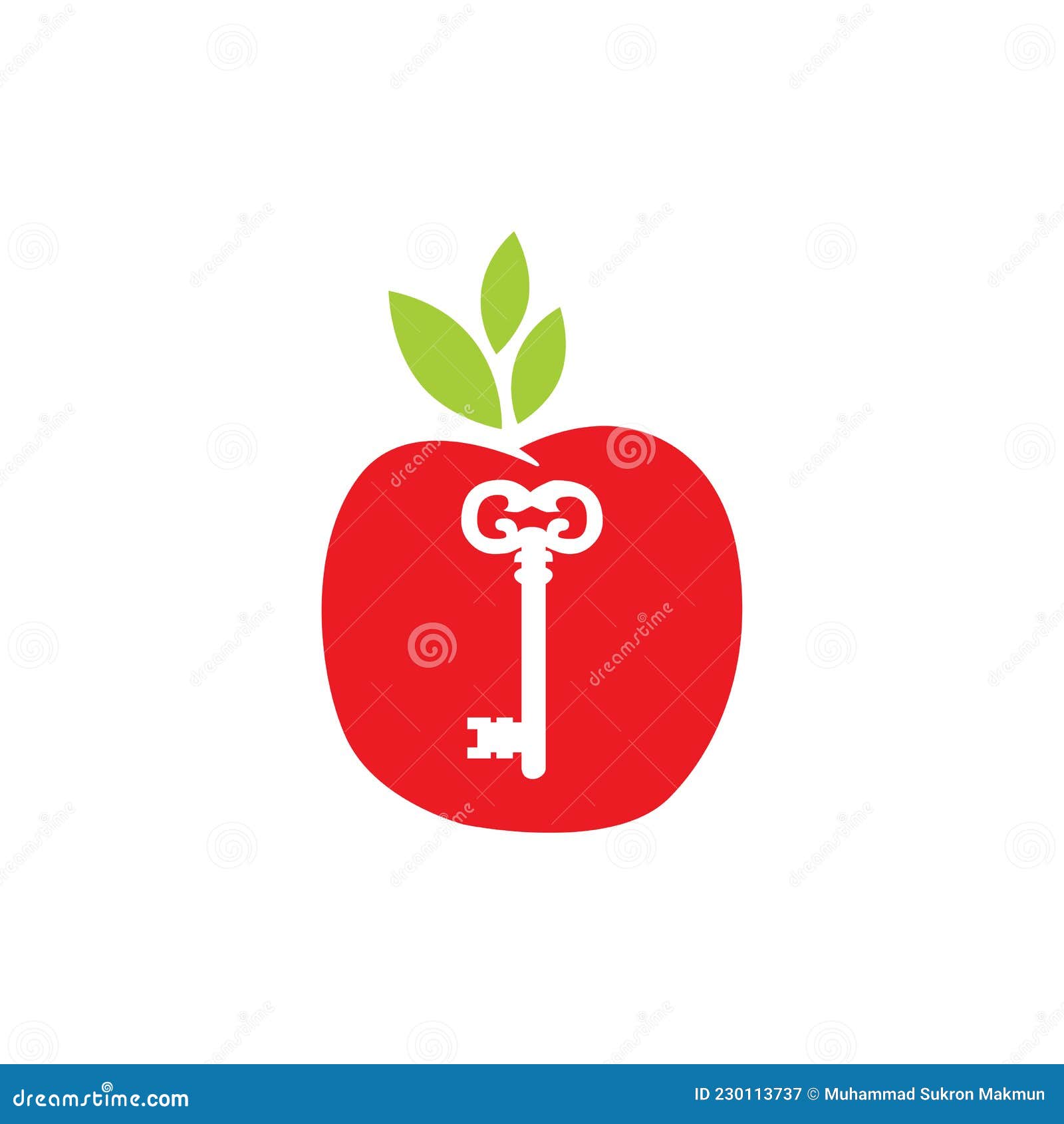 Red apple key logo icon stock vector. Illustration of single - 230113737