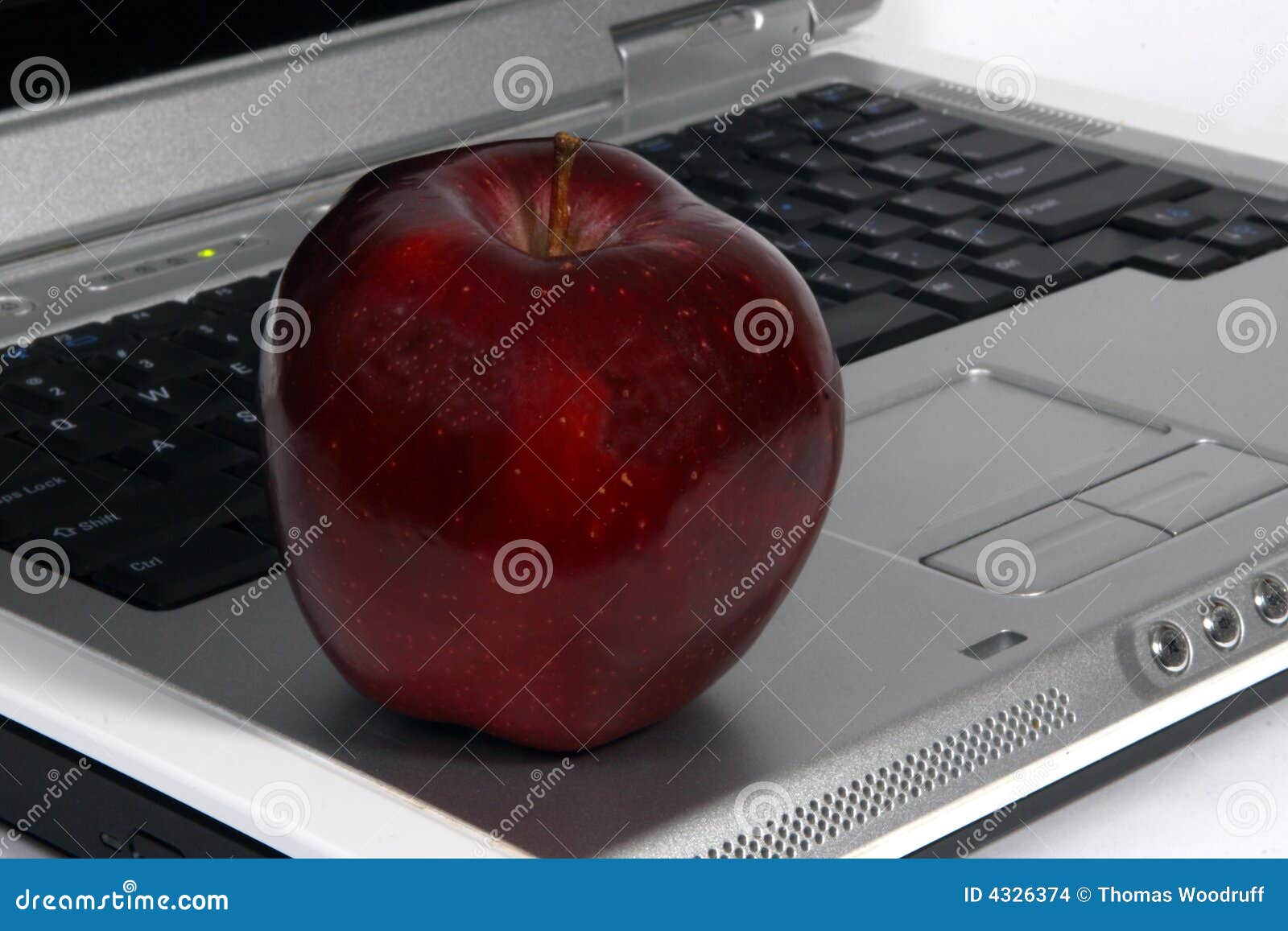 Red Apple and Laptop Close-up Stock Photo - Image of laptop, school ...