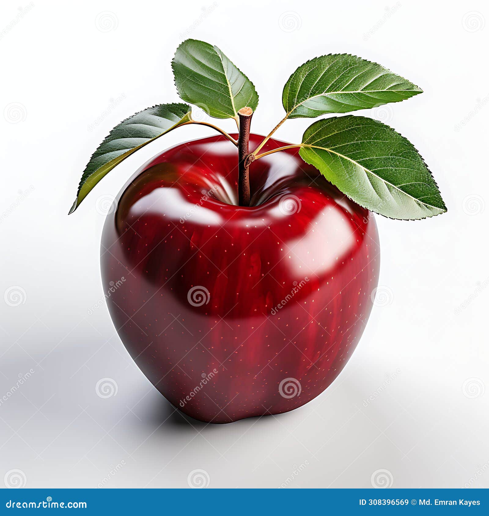 Red Apple with Leaf Isolated on White Background Stock Illustration ...