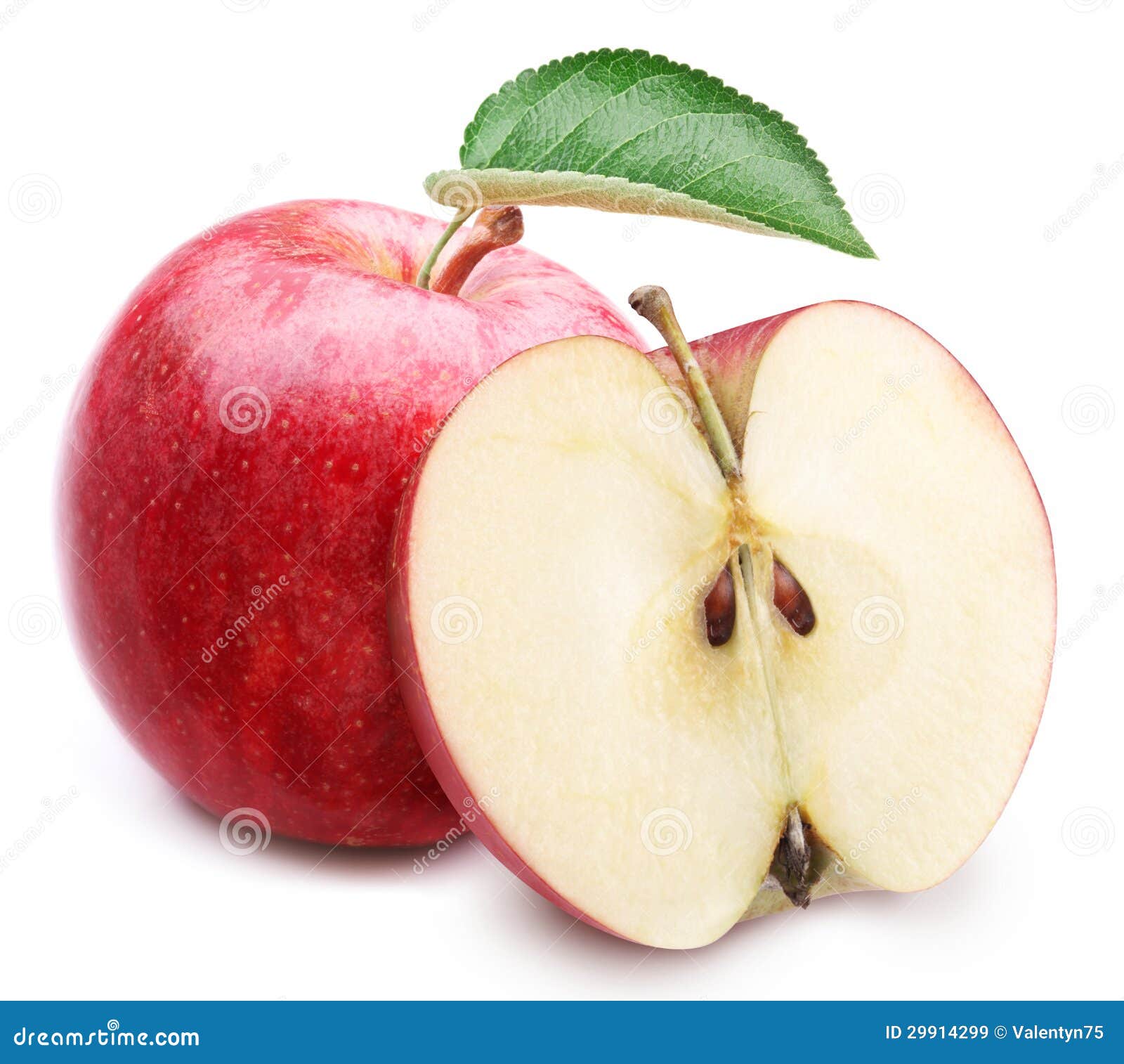 Red Apple with Leaf and Slice. Stock Image - Image of isolated, bright ...