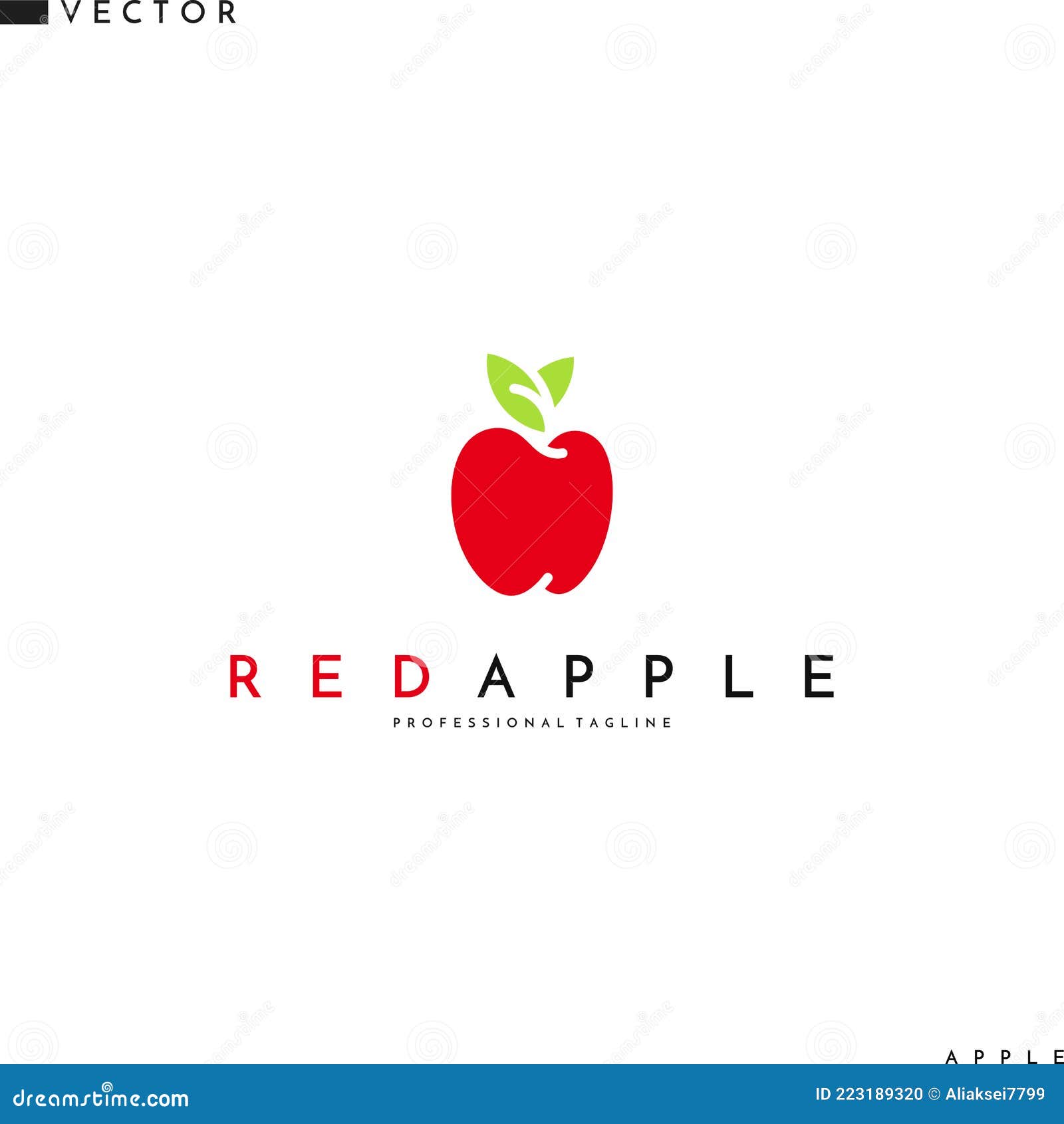 Red Apple Logo. Fresh Fruit with Green Leaves Stock Vector ...