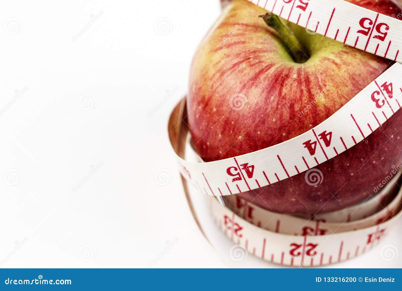 Red Apple with Measurement Isolated Stock Photo - Image of white ...