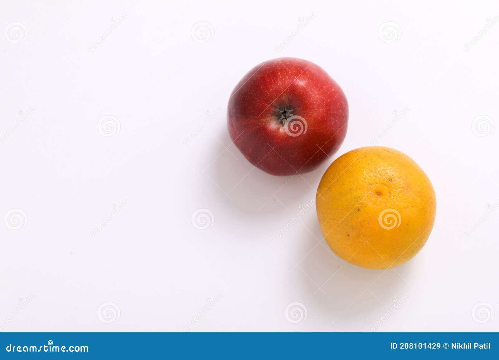 Red Apple and Orange or Mosambi Fruit on White Background Stock Image ...