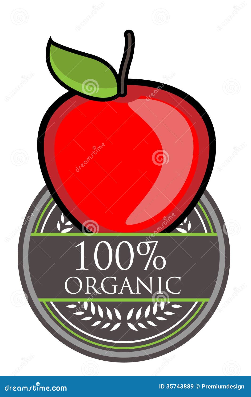 Red Apple Organic label stock illustration. Illustration of bright ...