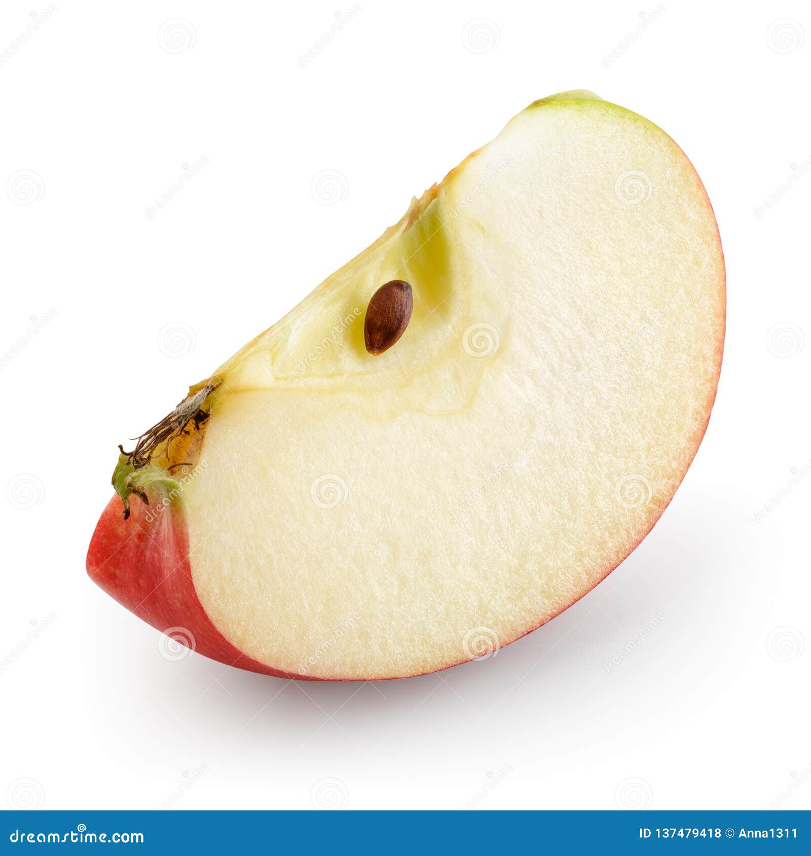 Red Apple. Piece on White. with Clipping Path Stock Photo - Image of ...