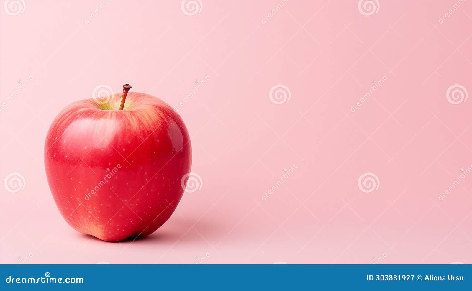Red Apple on Plain Background with Copy Space. Minimal Style Stock ...