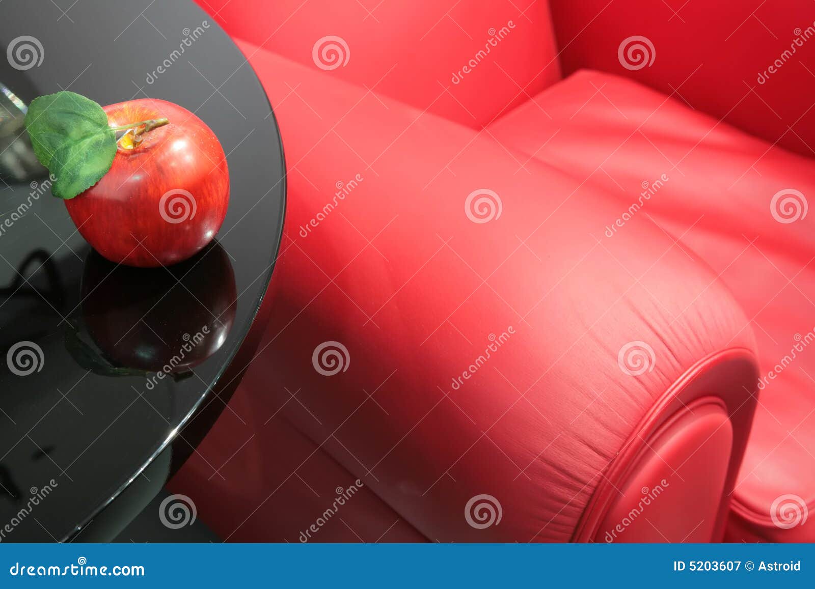 Red Apple and a Red Easy Chair Stock Image - Image of sheet, black: 5203607