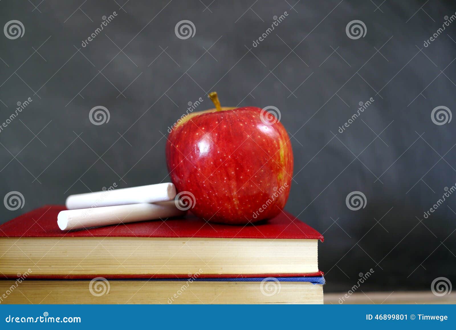Red Apple on School Textbook Stock Image - Image of green, textbook ...
