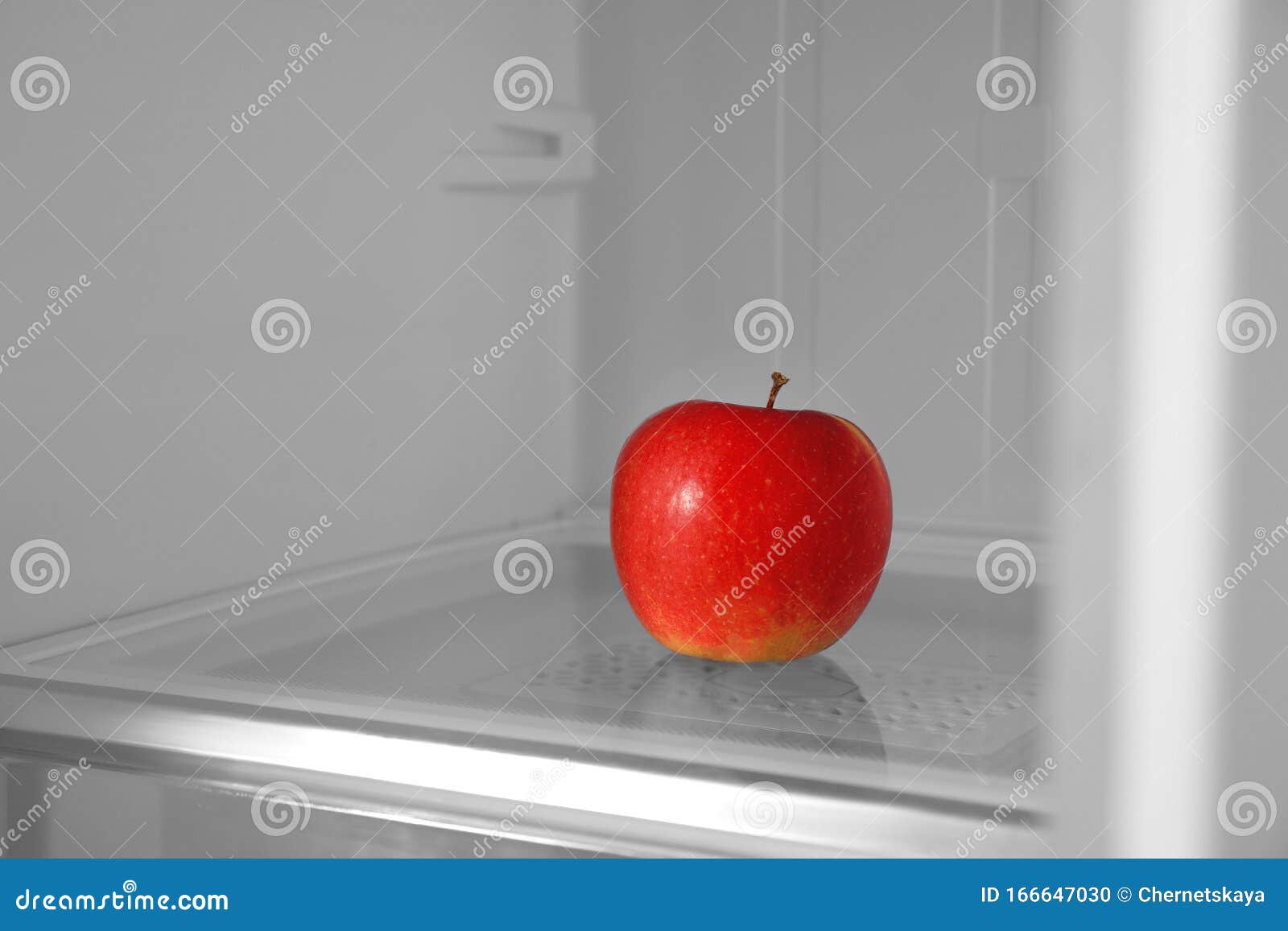 Red Apple on Shelf Inside Refrigerator Stock Photo - Image of household ...
