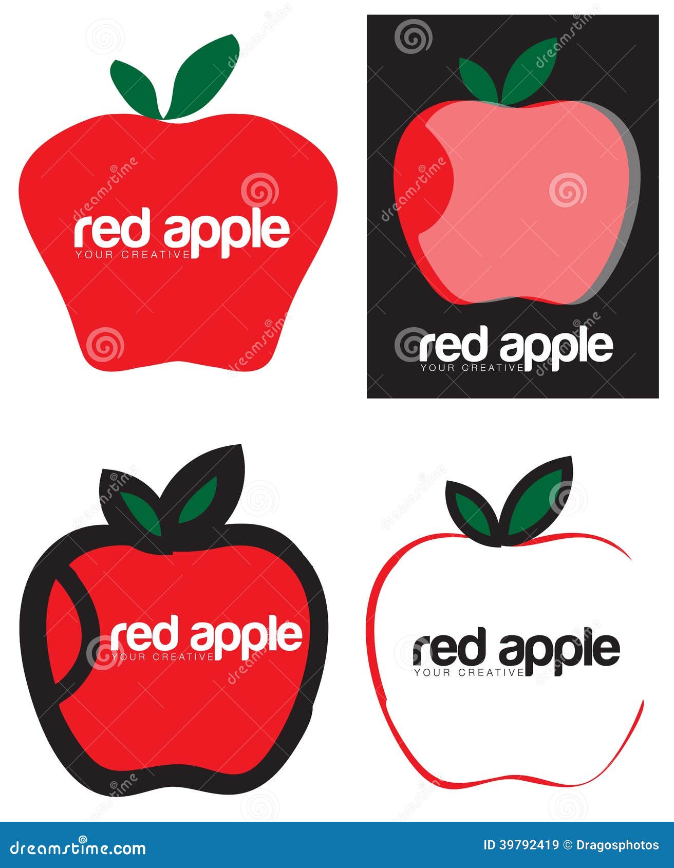 Red Apple Signs Logo Set stock illustration. Illustration of commercial ...