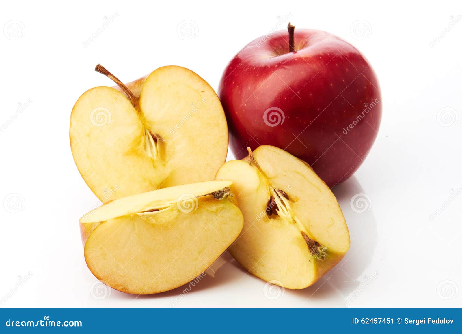 Red Apple and Slices Isolated Stock Image - Image of color, length ...