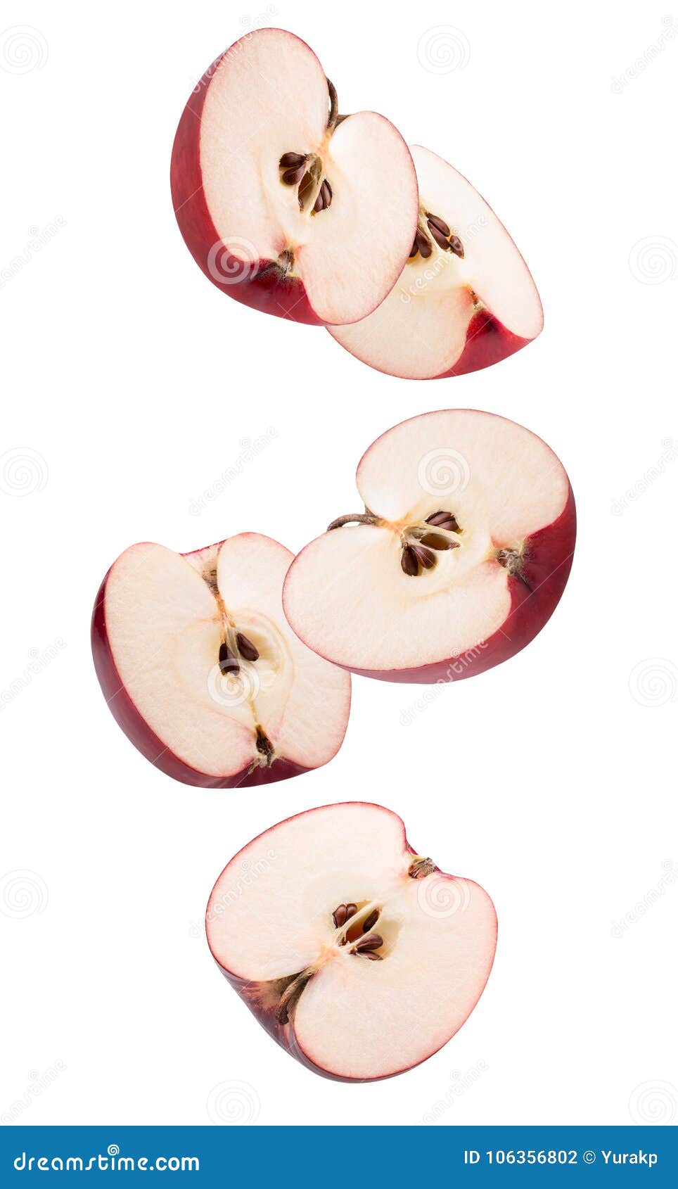Red Apple Slices Isolated on a White Background Stock Photo - Image of ...