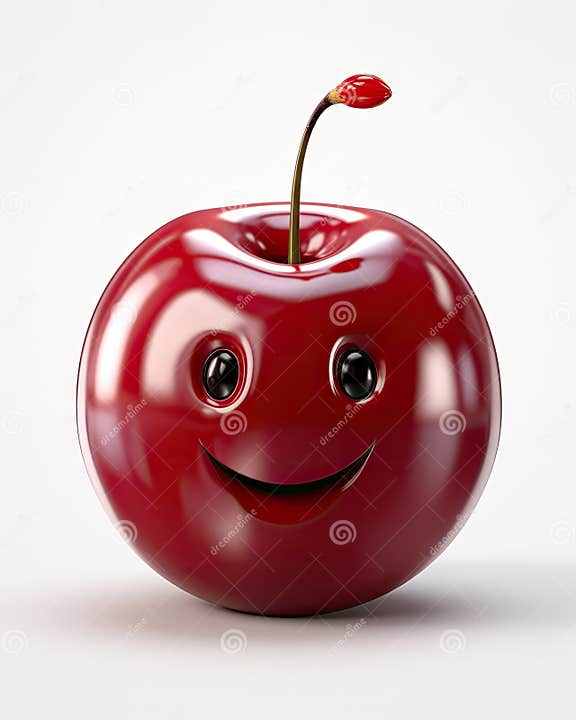A Red Apple with a Smiley Face on it S Side. Generative Ai Stock Image ...