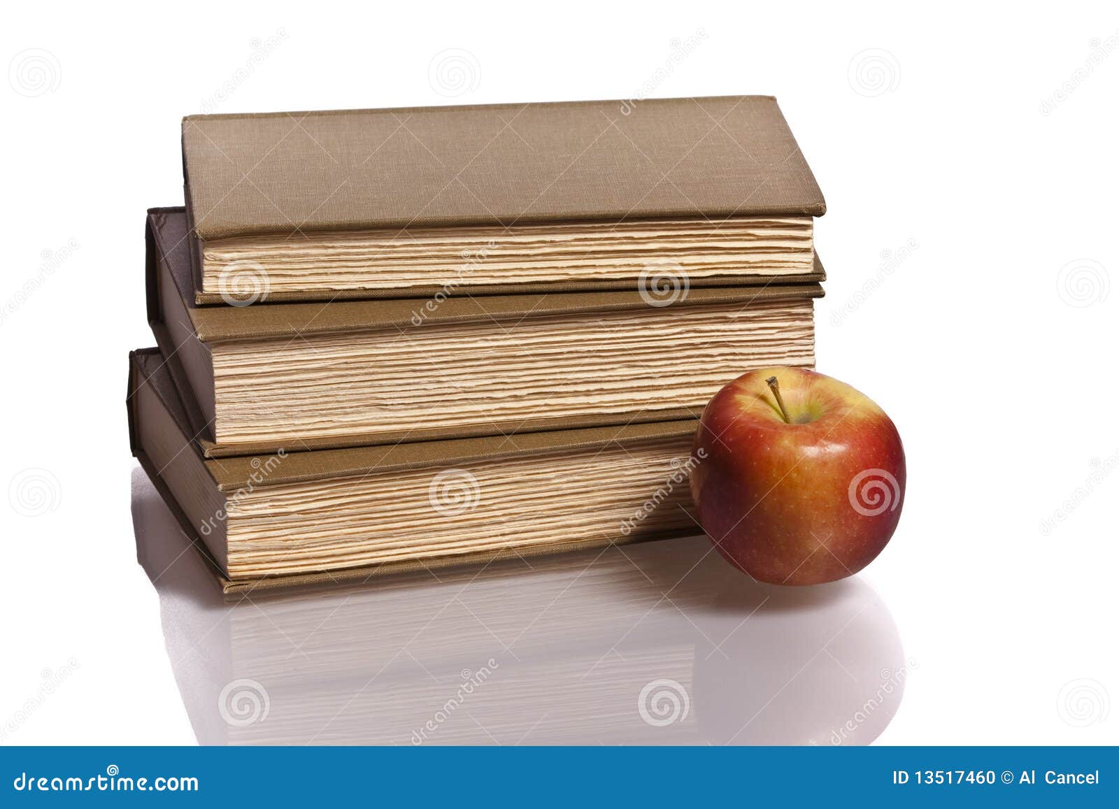 Red apple stack of books stock photo. Image of ruler - 13517460