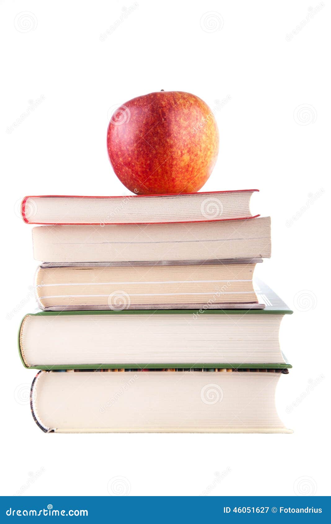 Red Apple on a Stack of Books Stock Image - Image of university, stack ...