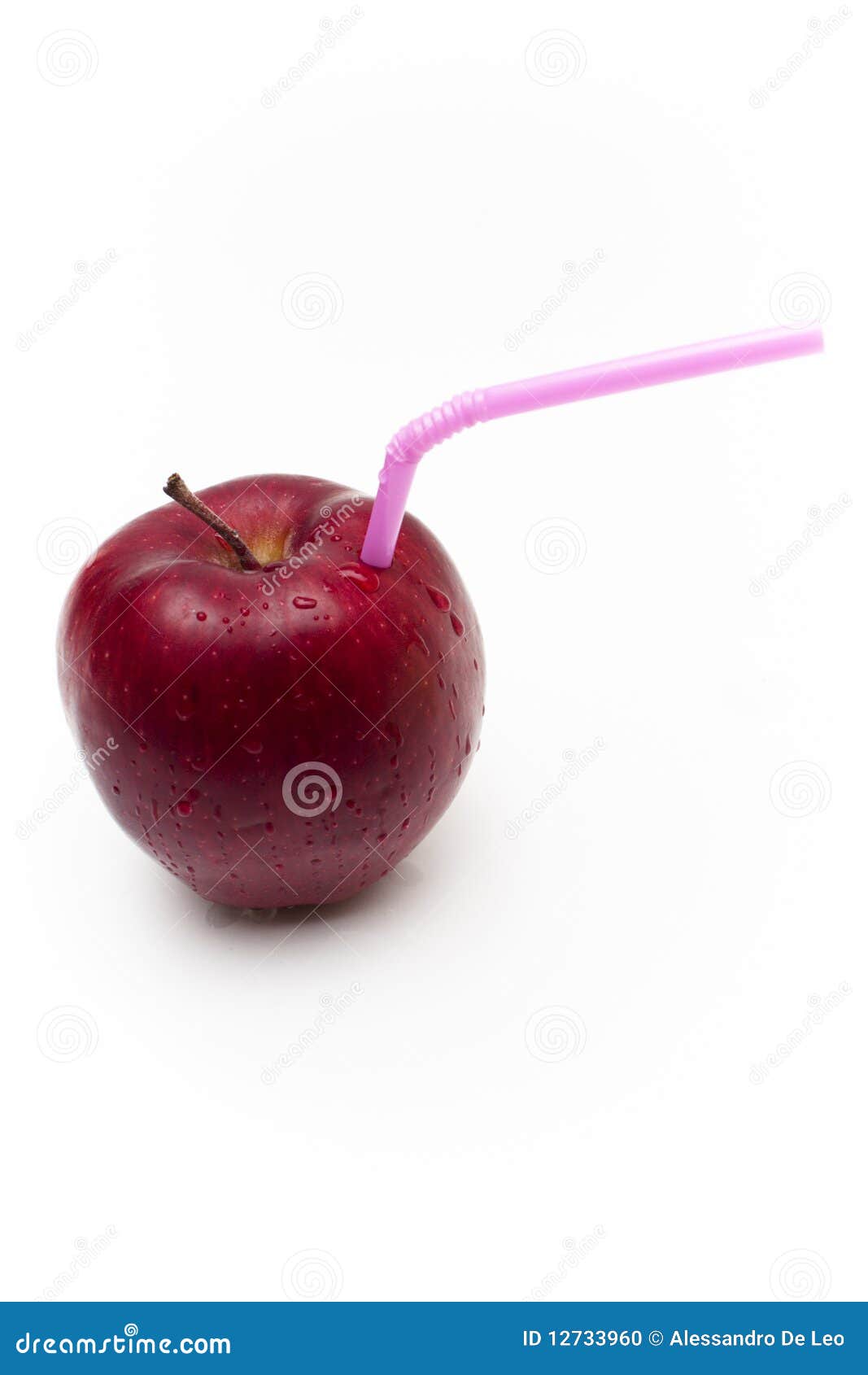 Red apple with straw stock photo. Image of fresh, 21st - 12733960