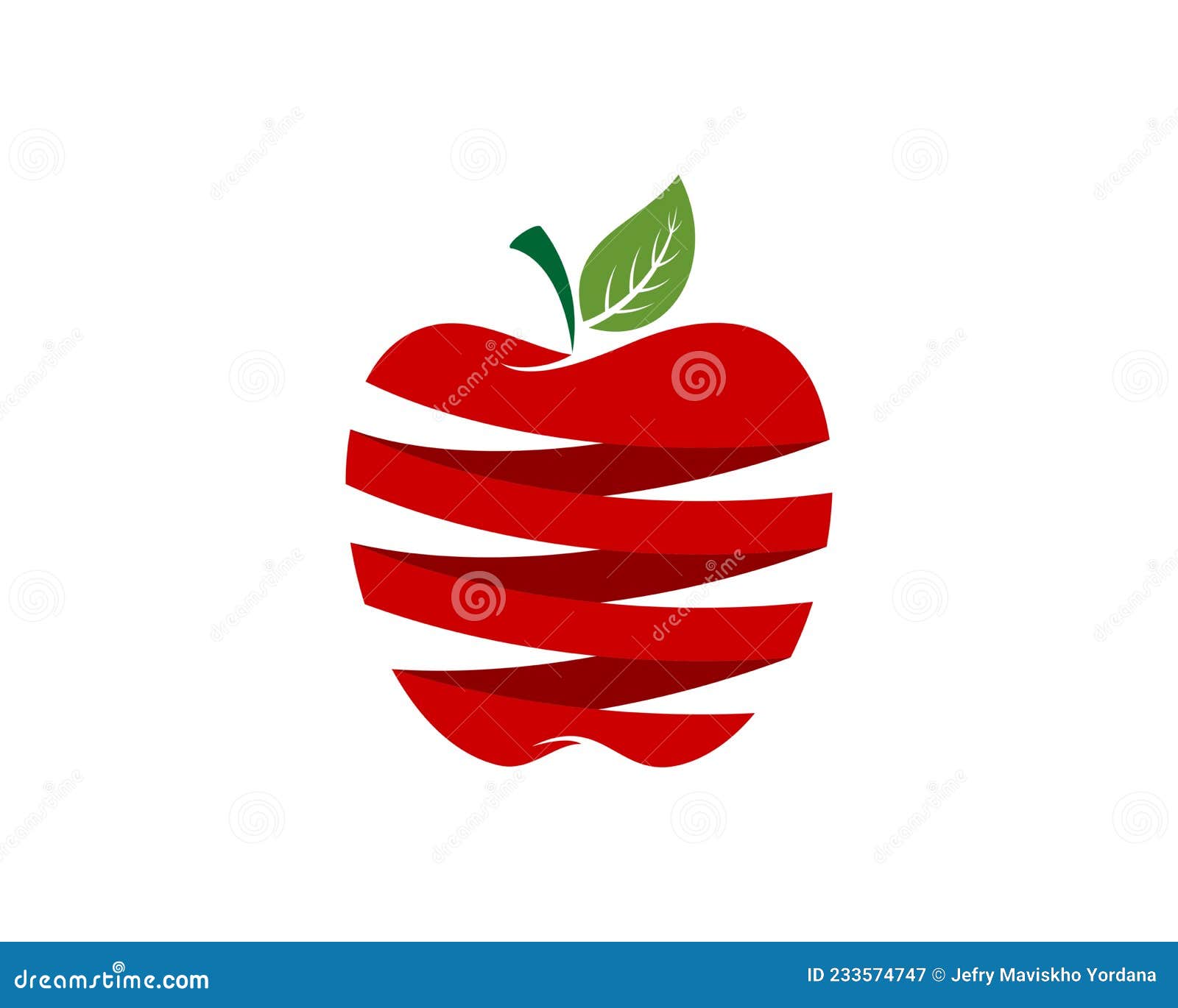 Red Apple with Stripes Style Stock Illustration - Illustration of greed ...