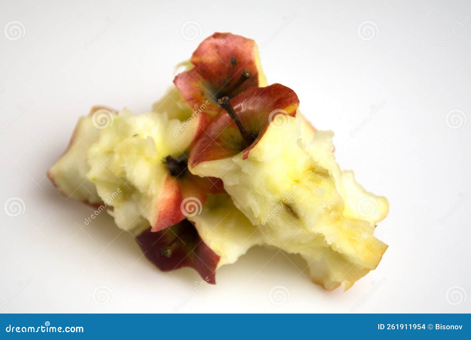 Red Apple Stumps on a White Stock Photo - Image of fruit, food: 261911954