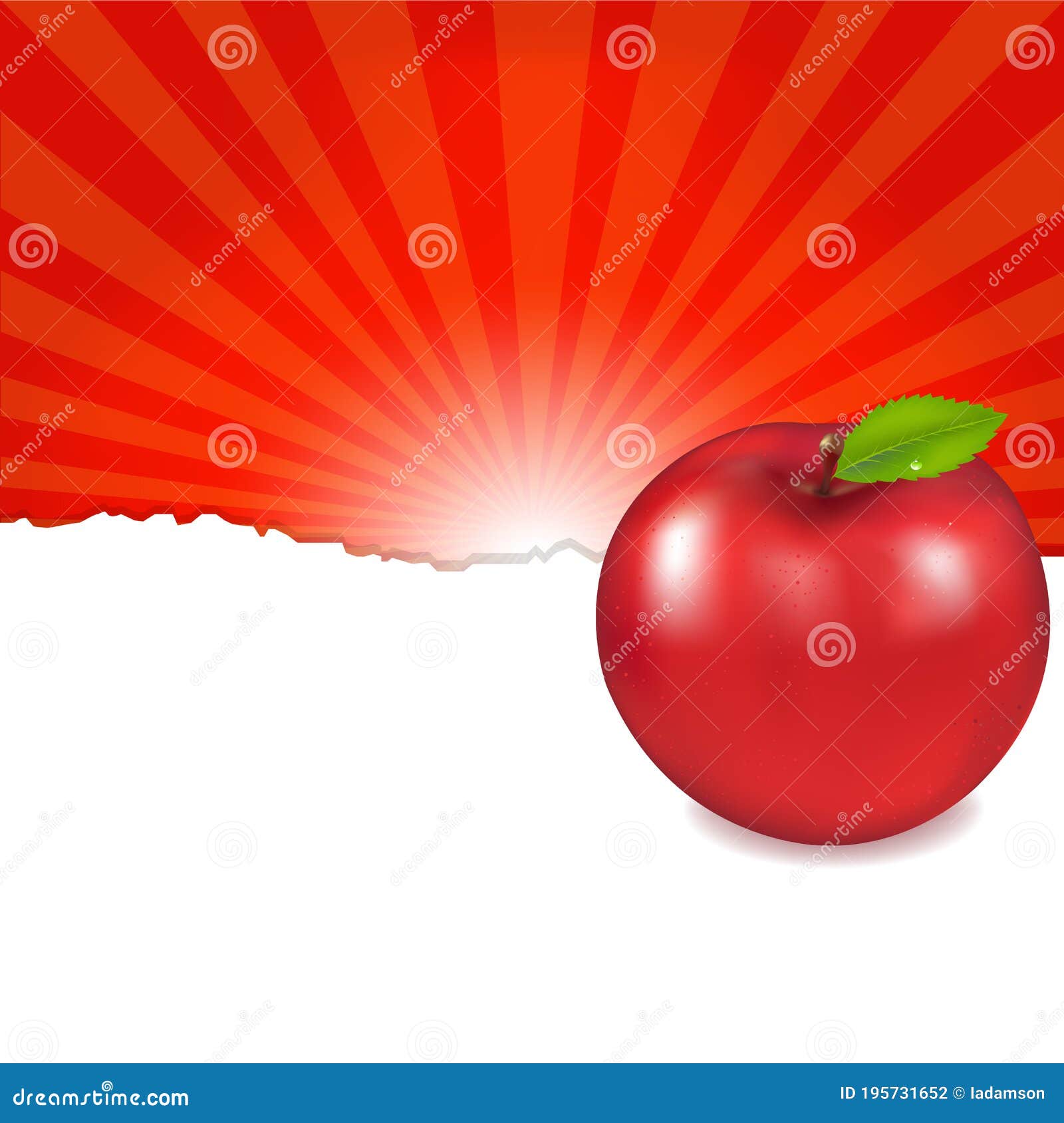 Red Apple and Sunburst stock vector. Illustration of foliage - 195731652