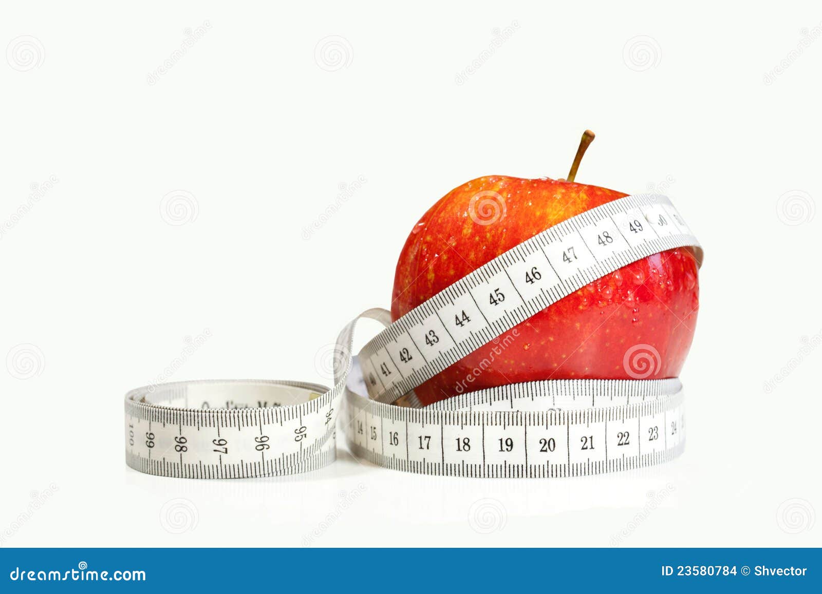 Red Apple with Tape Measure Stock Photo - Image of healthy, lifestyles ...
