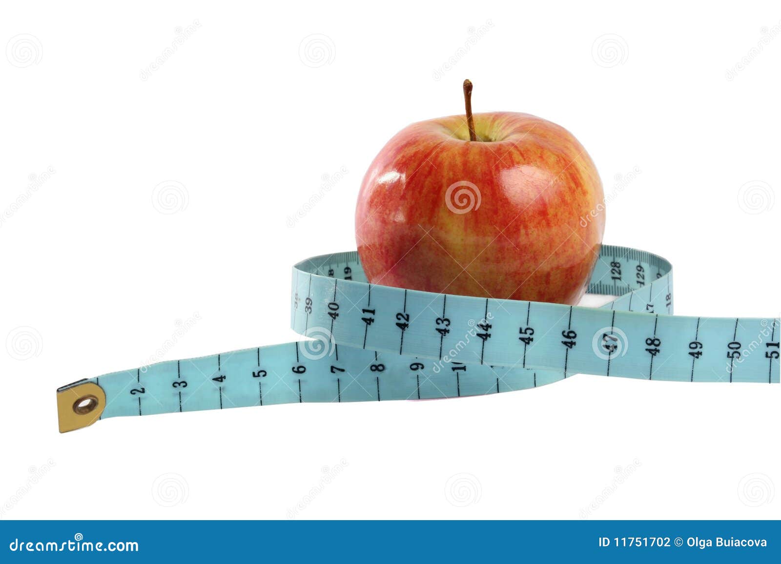 Red Apple in Tape Measure Isolated on White Stock Photo - Image of ...